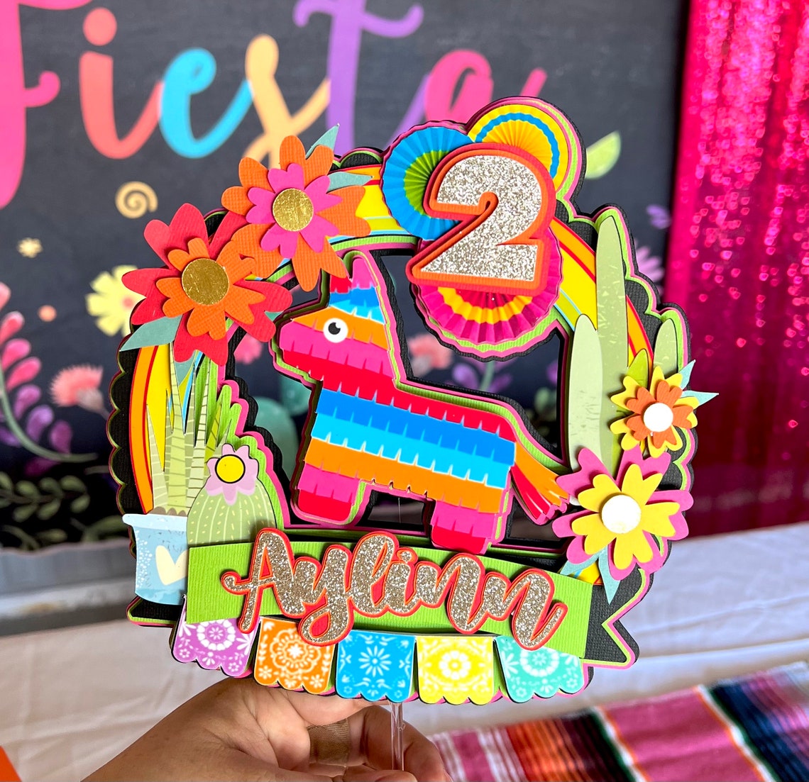 Personalized Fiesta Cake Topper: Handmade Cardstock Party Decor - Etsy