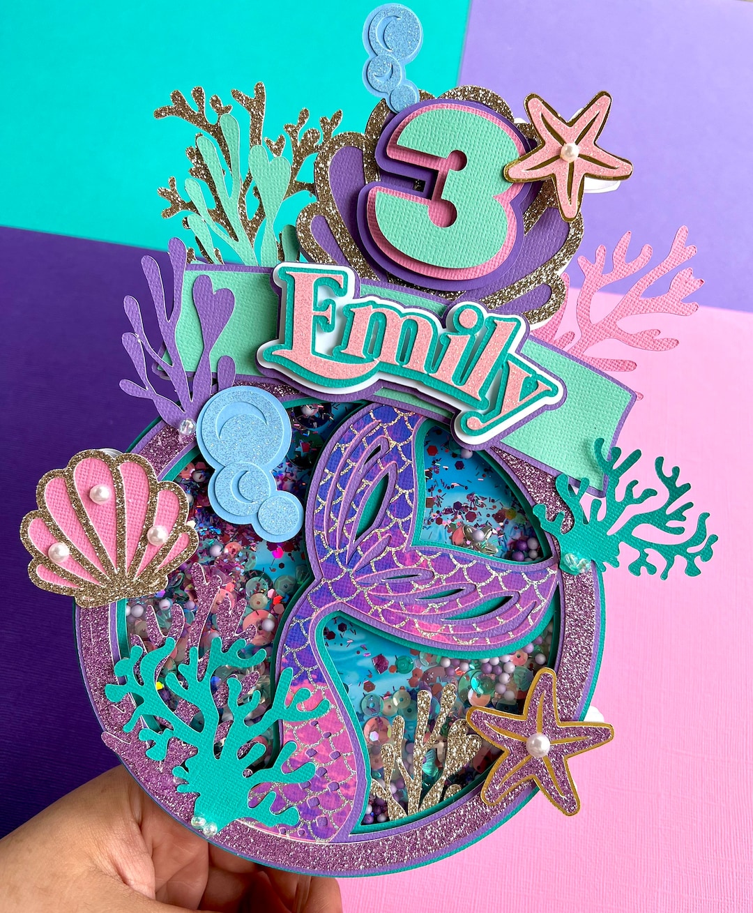 Mermaid Cake Topper: Personalized Cardstock Shaker Topper - Etsy