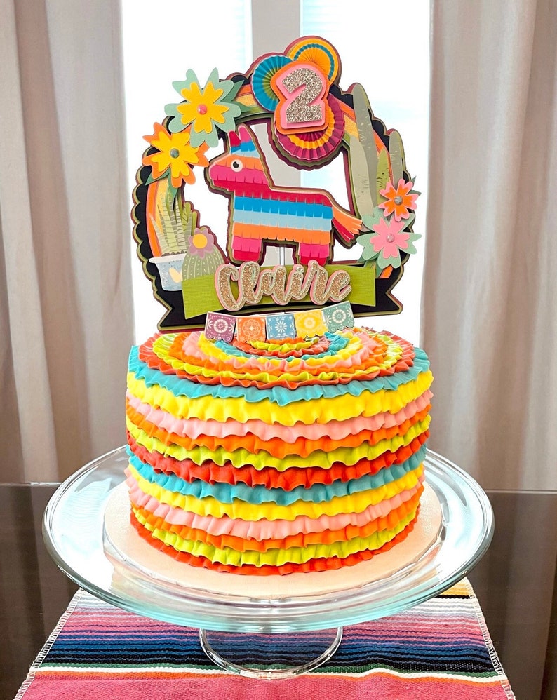 Personalized Fiesta Cake Topper: Handmade Cardstock Party Decor - Etsy