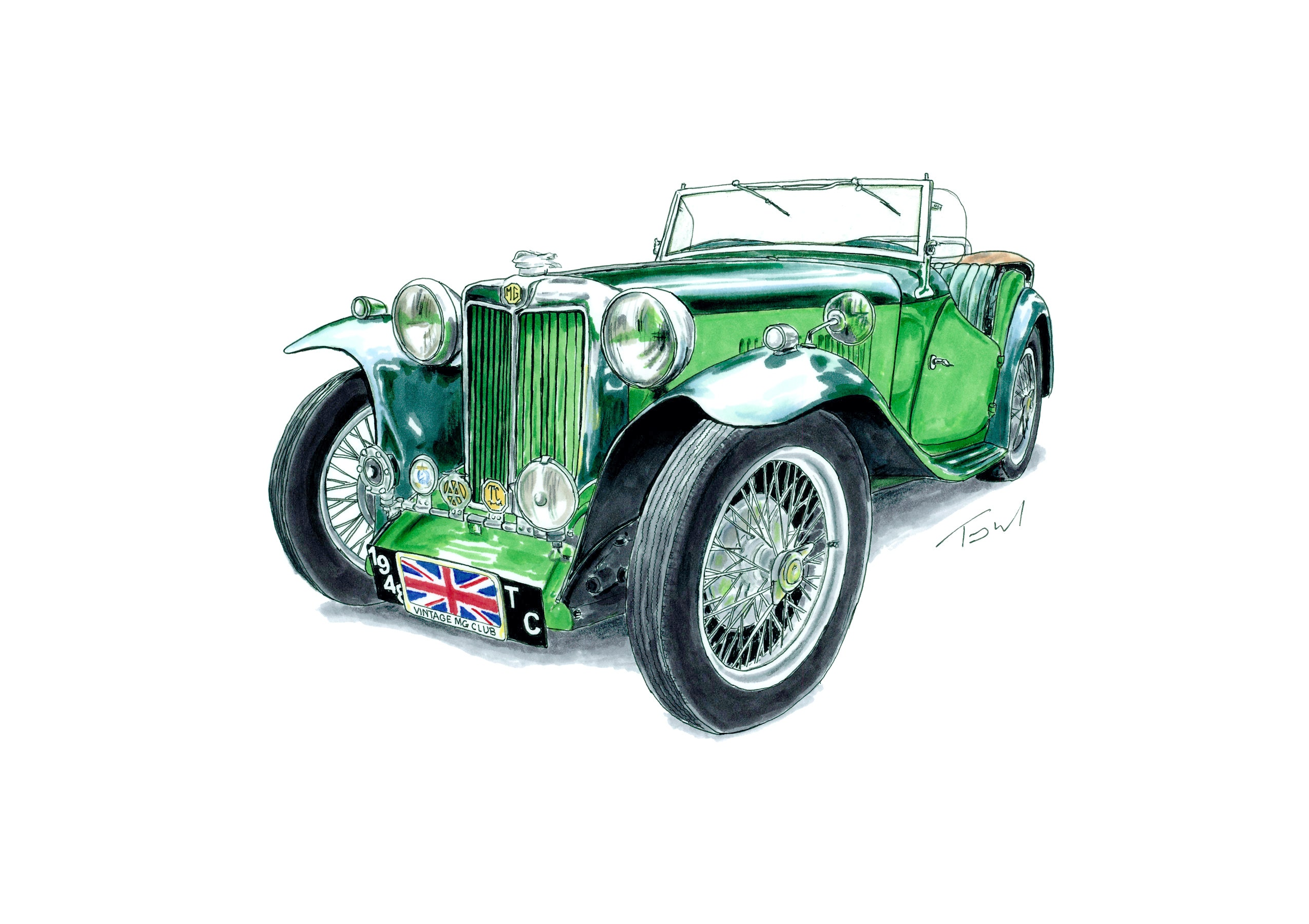 1948 MG TC Side View - Digital Print - Etsy UK