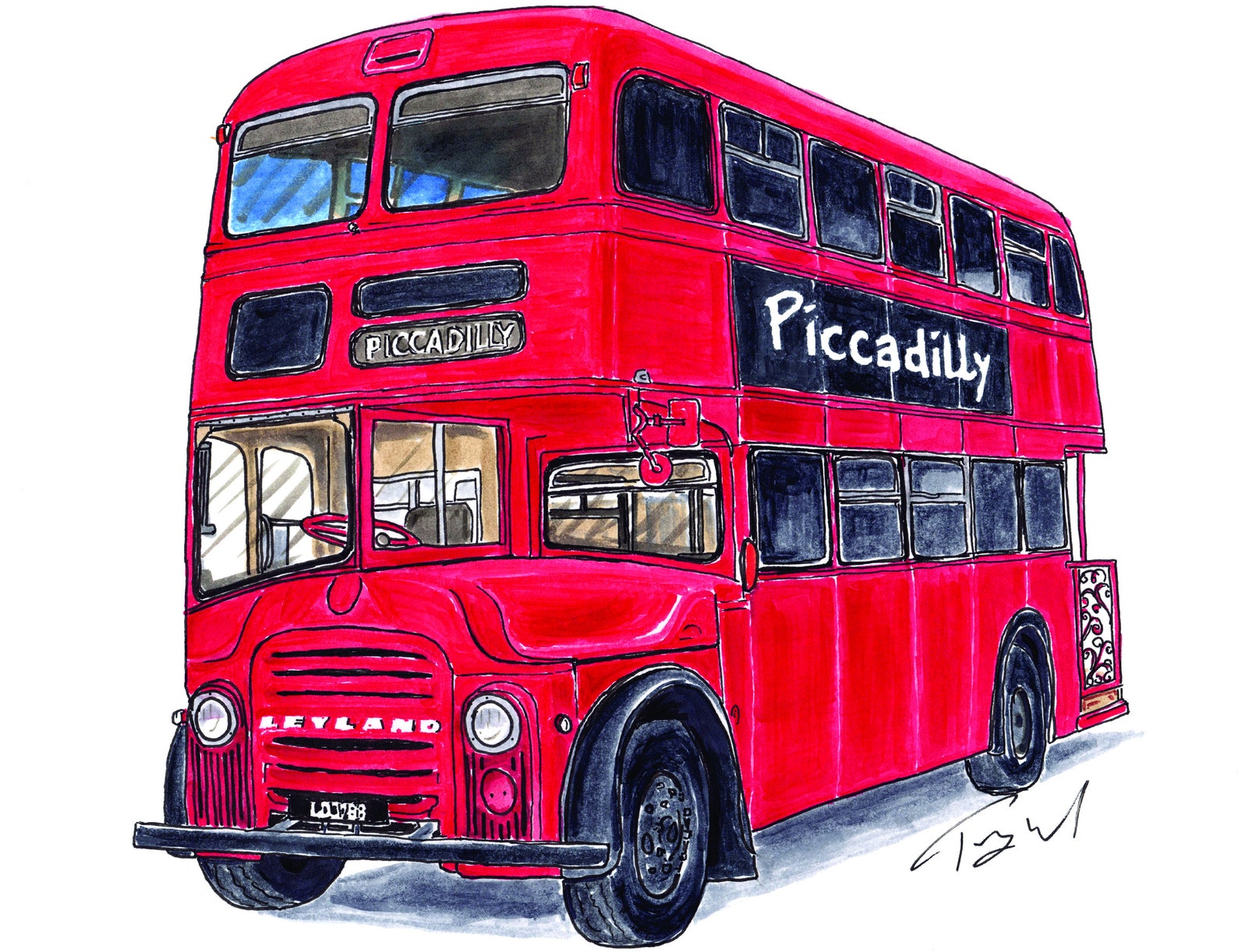 Vintage British Double Decker Bus - Digital Print - Etsy