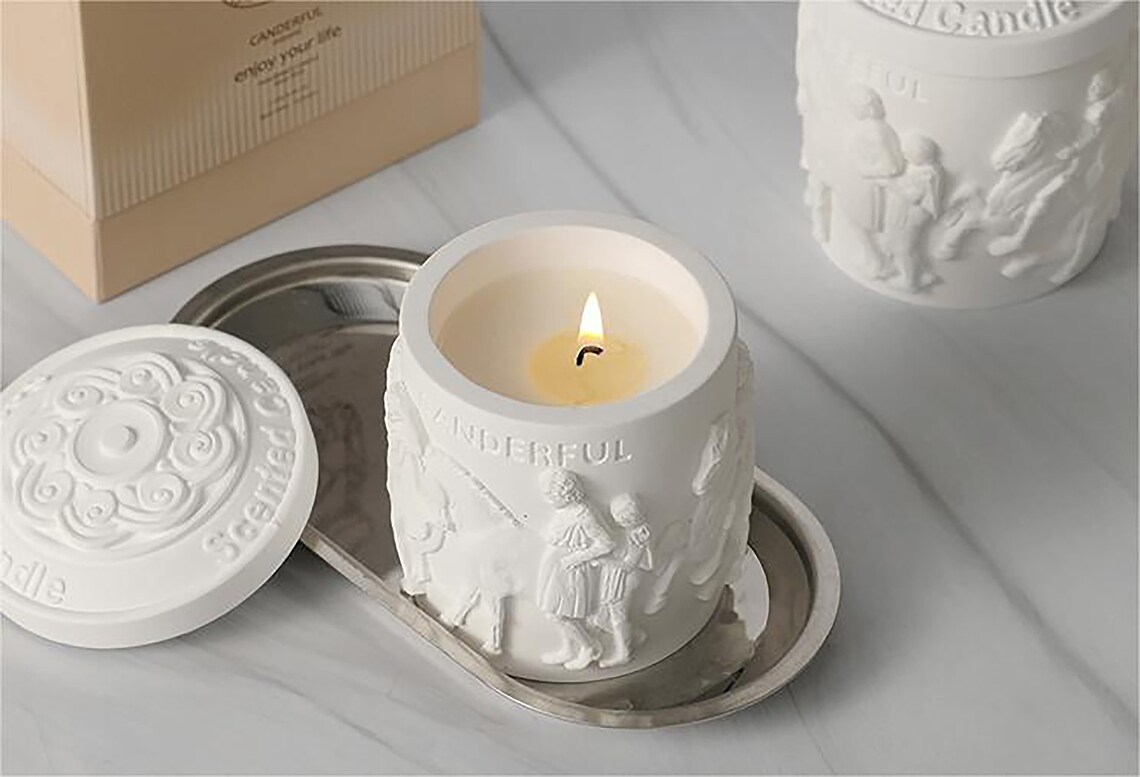 Scented Candle in A VINTAGE PLASTER JAR - Etsy