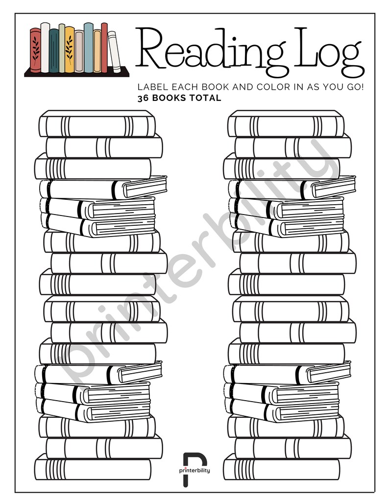 Printable Reading Log - Instant Download! Track Your Reading! - Etsy