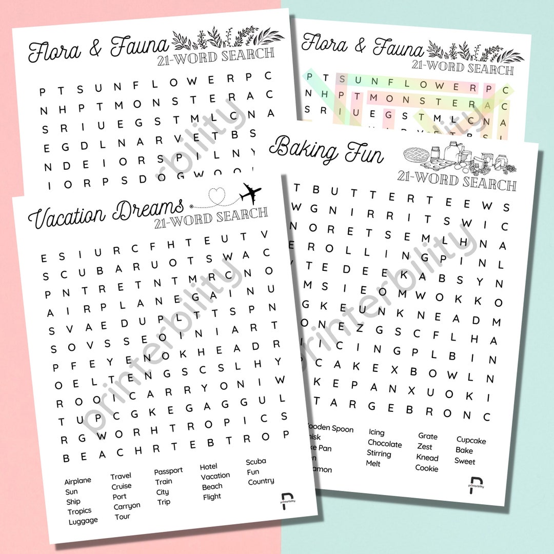 3-pack Word Search Puzzles - Instant Download! - Etsy