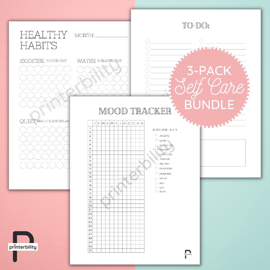 Printable Simple Self Care Bundle - 4 Pages! Instant Download - Etsy