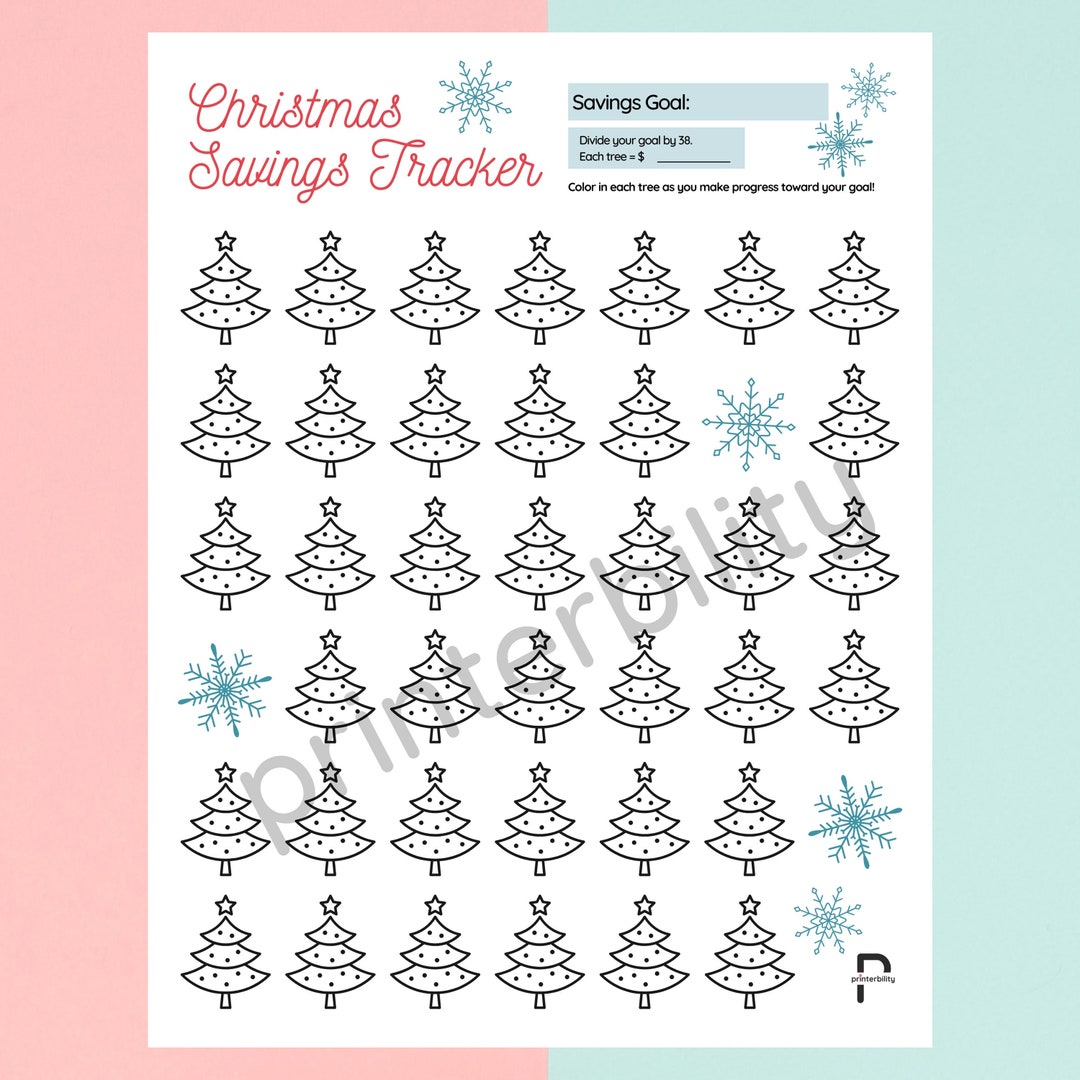 Printable Christmas Savings Challenge - Save Money for Christmas! - Etsy