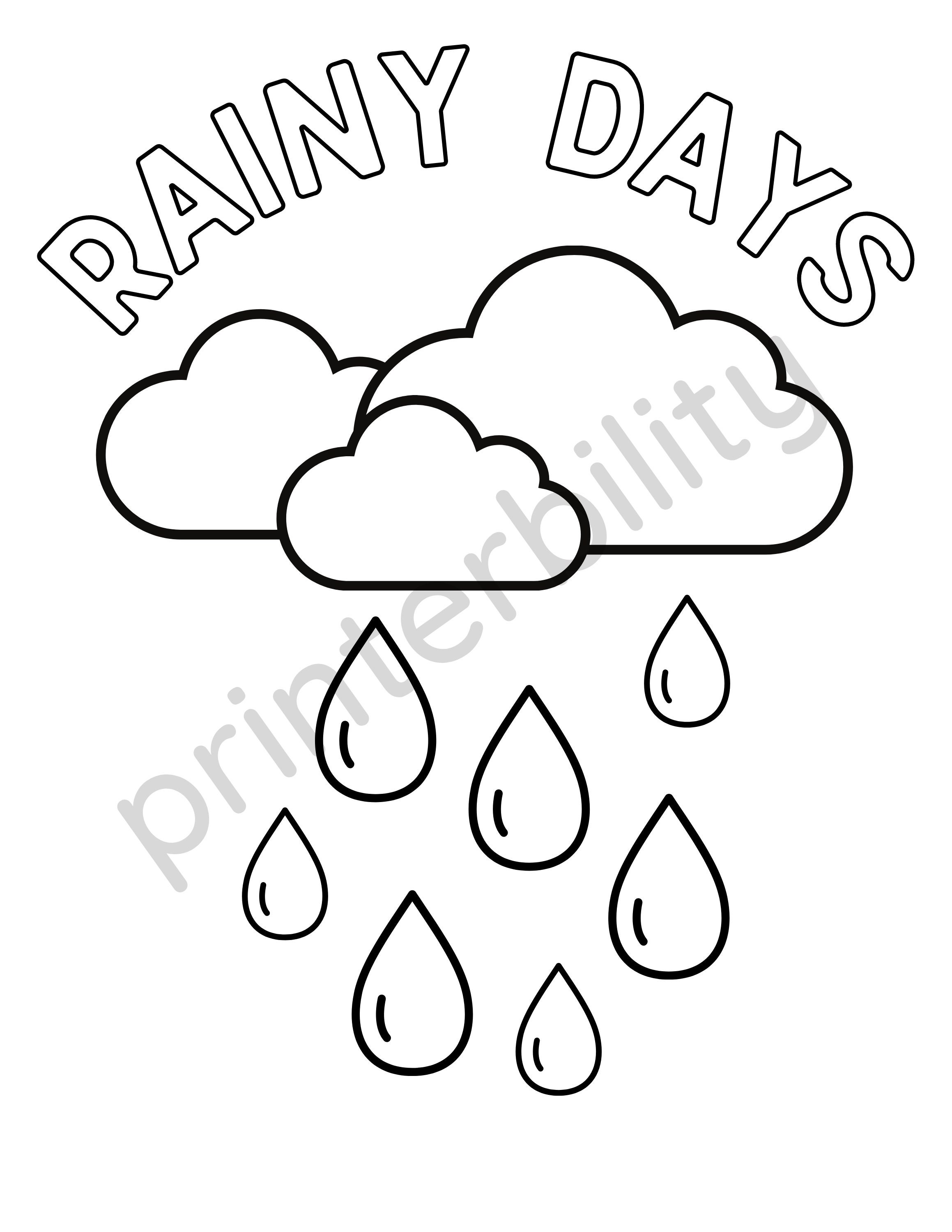 Printable Little Kids Rainy Day Coloring Pages - Etsy