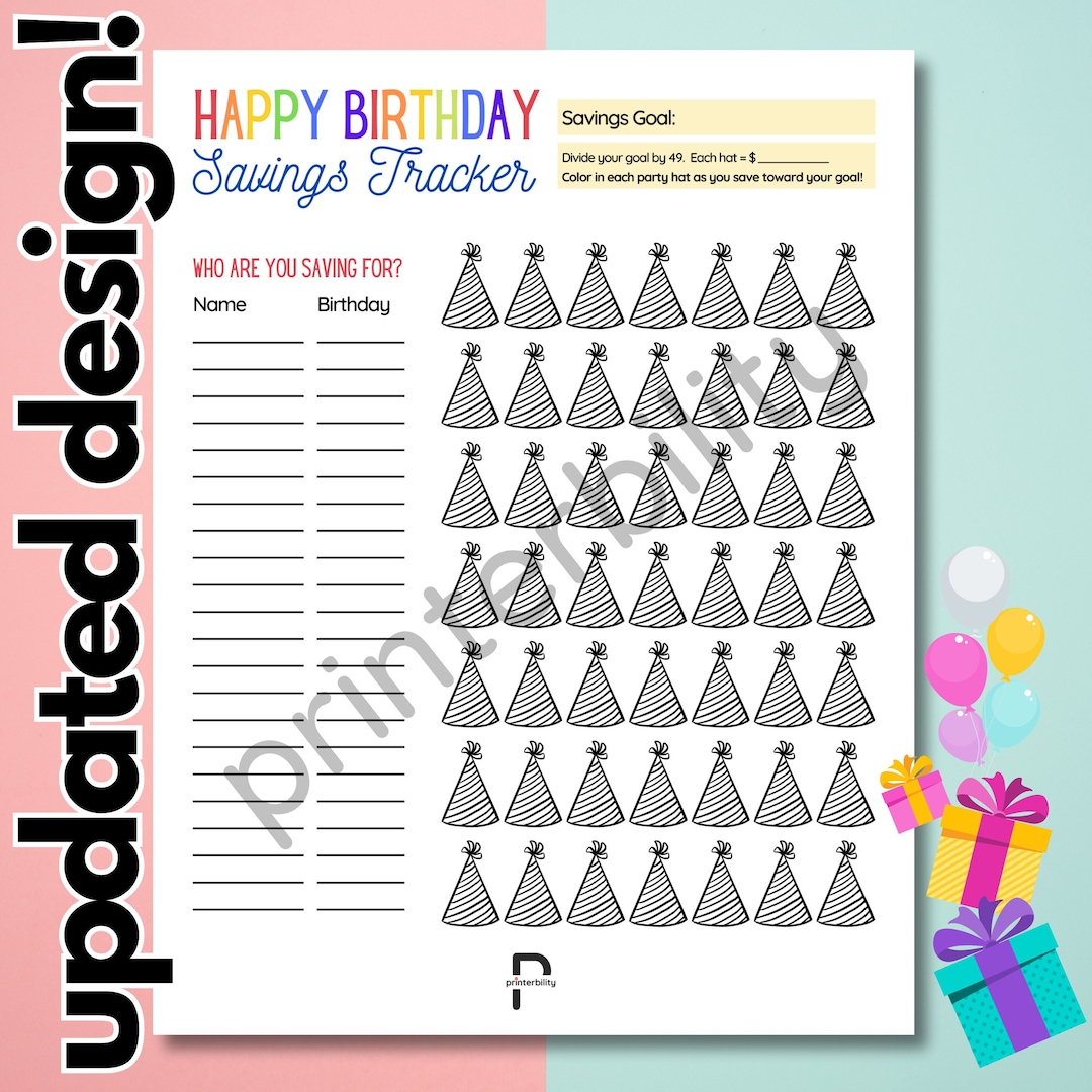 Printable Birthday Savings Tracker - Instant Download! - Etsy