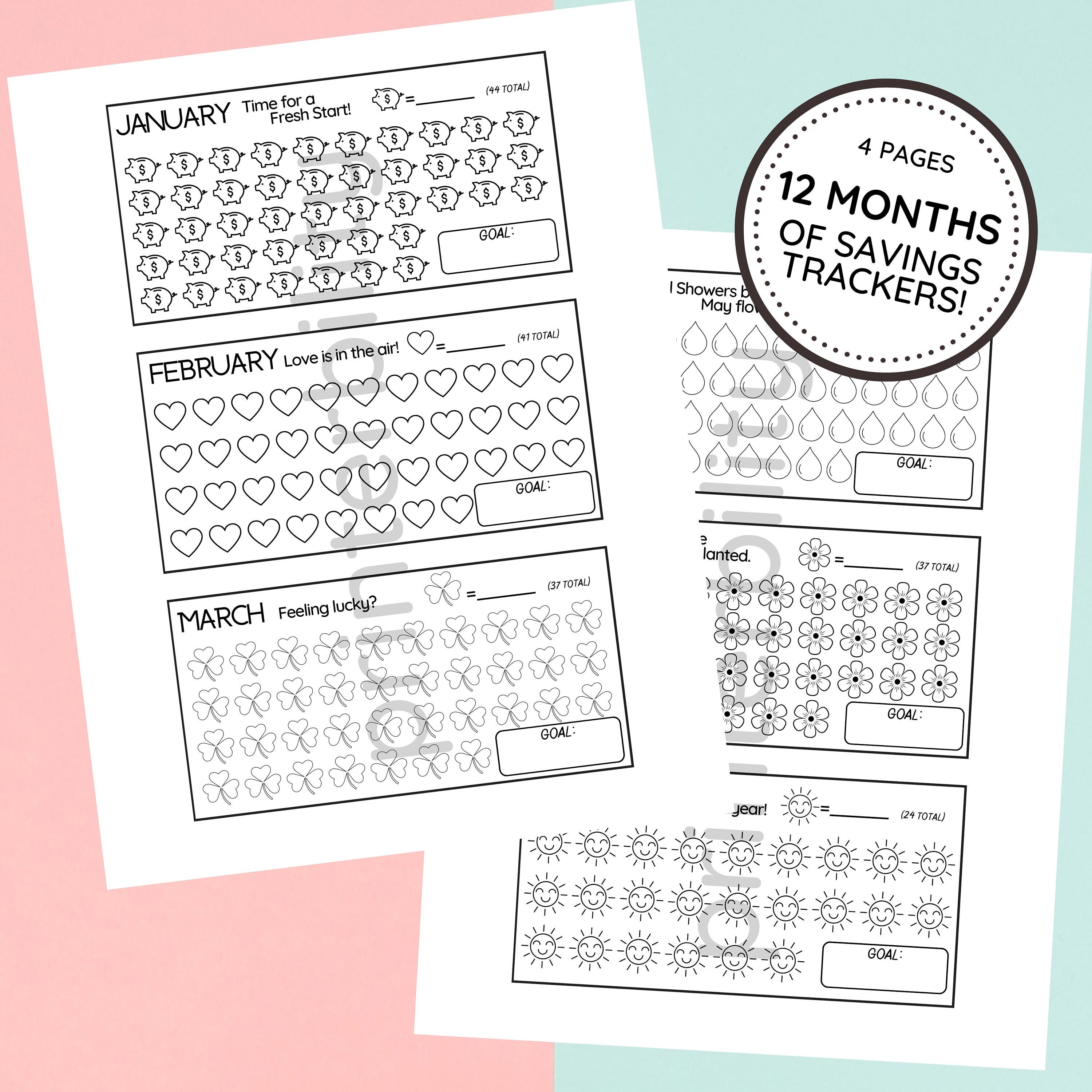 12 Month Savings Trackers: Cash Envelope Inserts (PDF Download) - Etsy