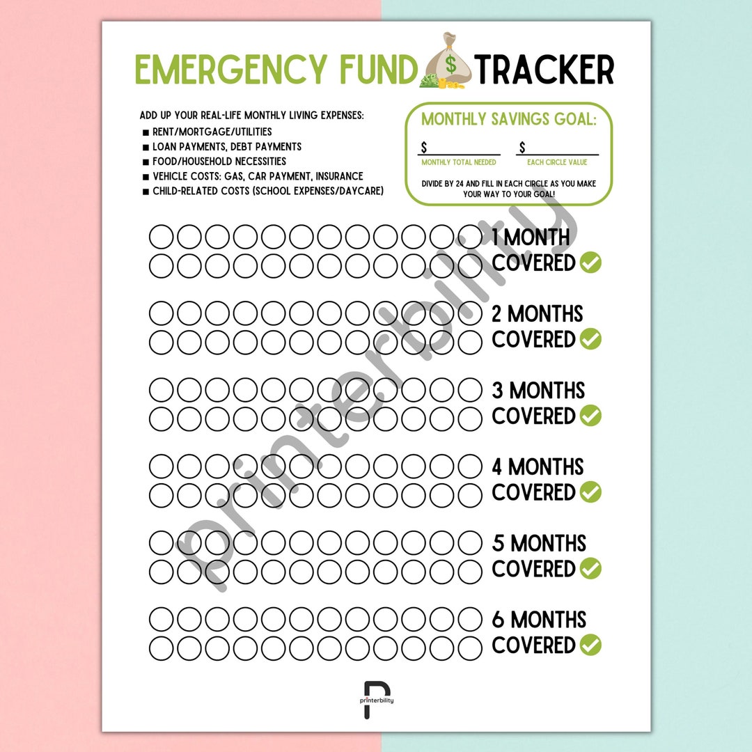 Emergency Fund Tracker - Save for up to 6 Months of Expenses! - Etsy