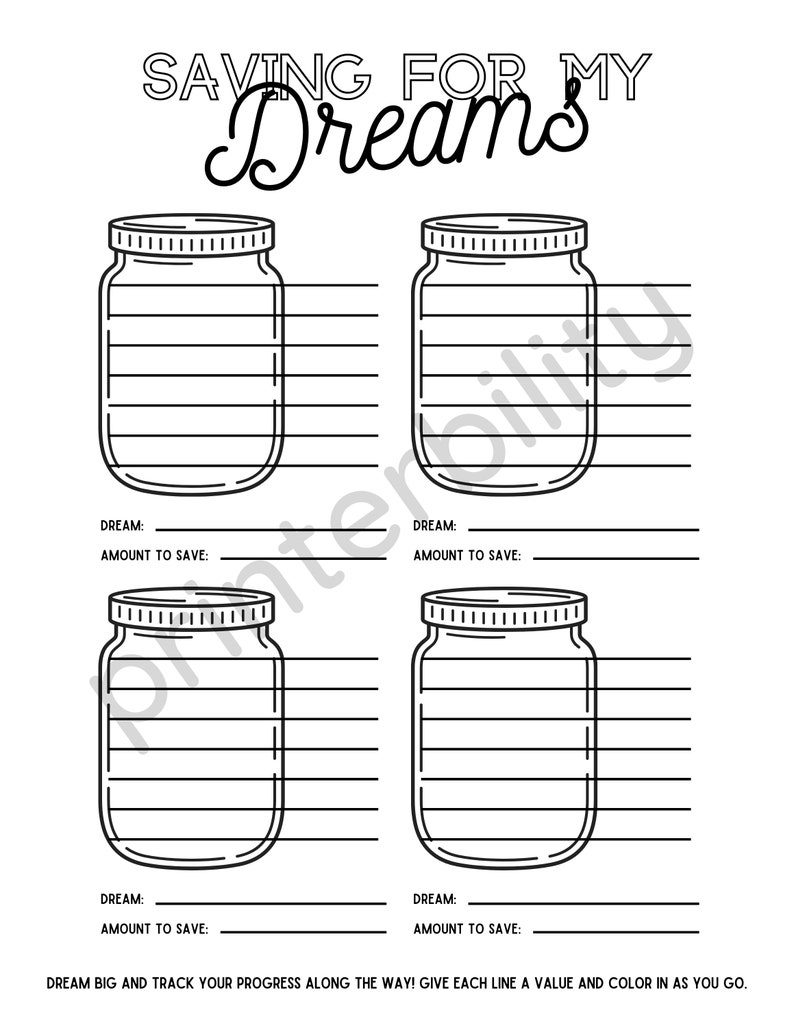 Printable Savings Tracker Dreams - Etsy