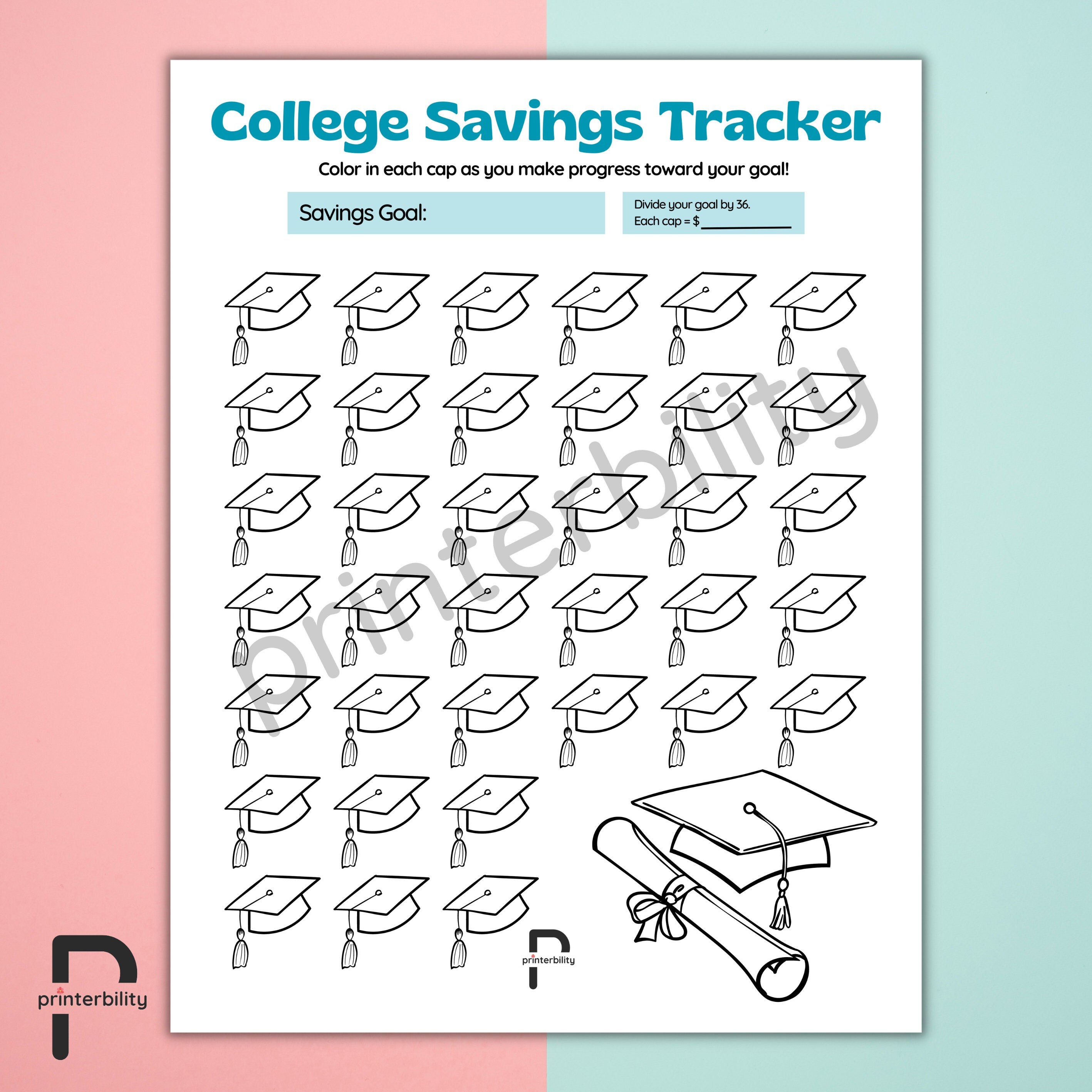 Printable College Savings Tracker Save for College Instant Download - Etsy