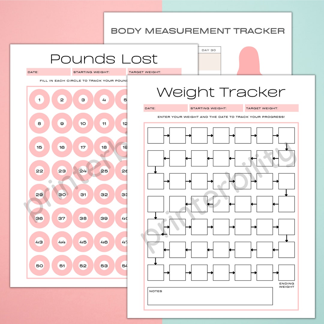 Weight Loss Tracker Bundle: Printable Progress Charts (PDF Download) - Etsy