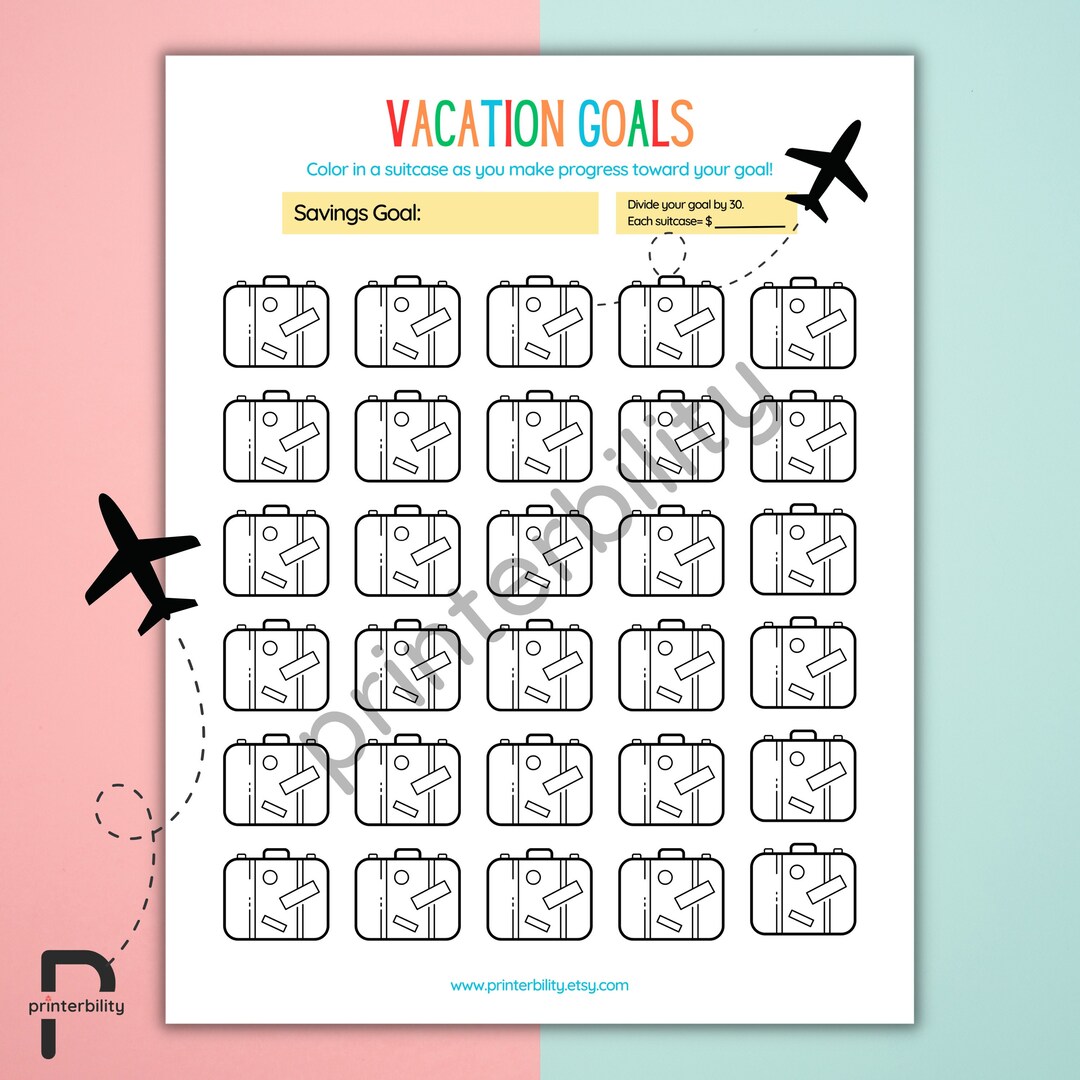 Printable Vacation Goals Savings Tracker - Instant Download! - Etsy