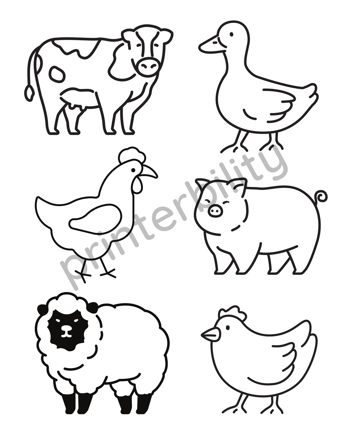 Printable Kids Coloring Pack on the Farm Kids Coloring Pages Instant ...