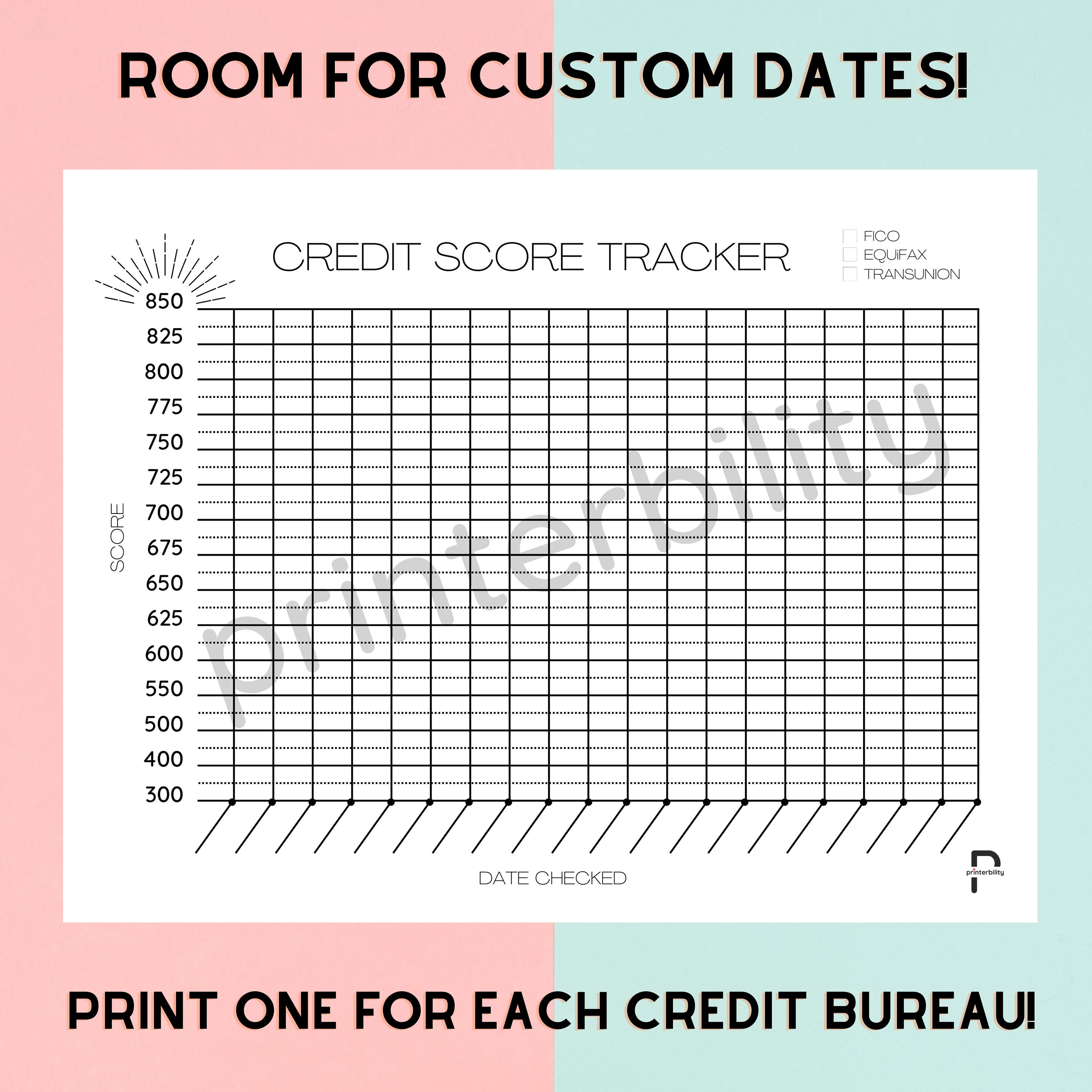 Printable Credit Score Tracker - Etsy