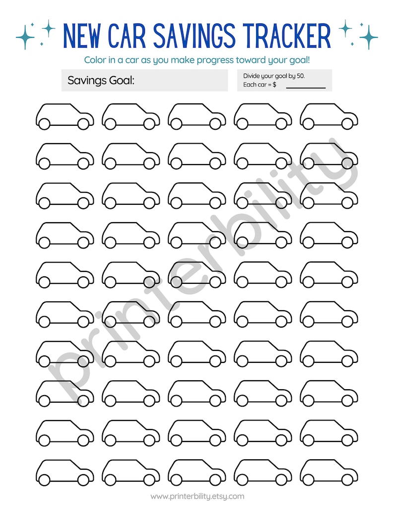 Printable New Car Savings Tracker - Instant Download! - Etsy