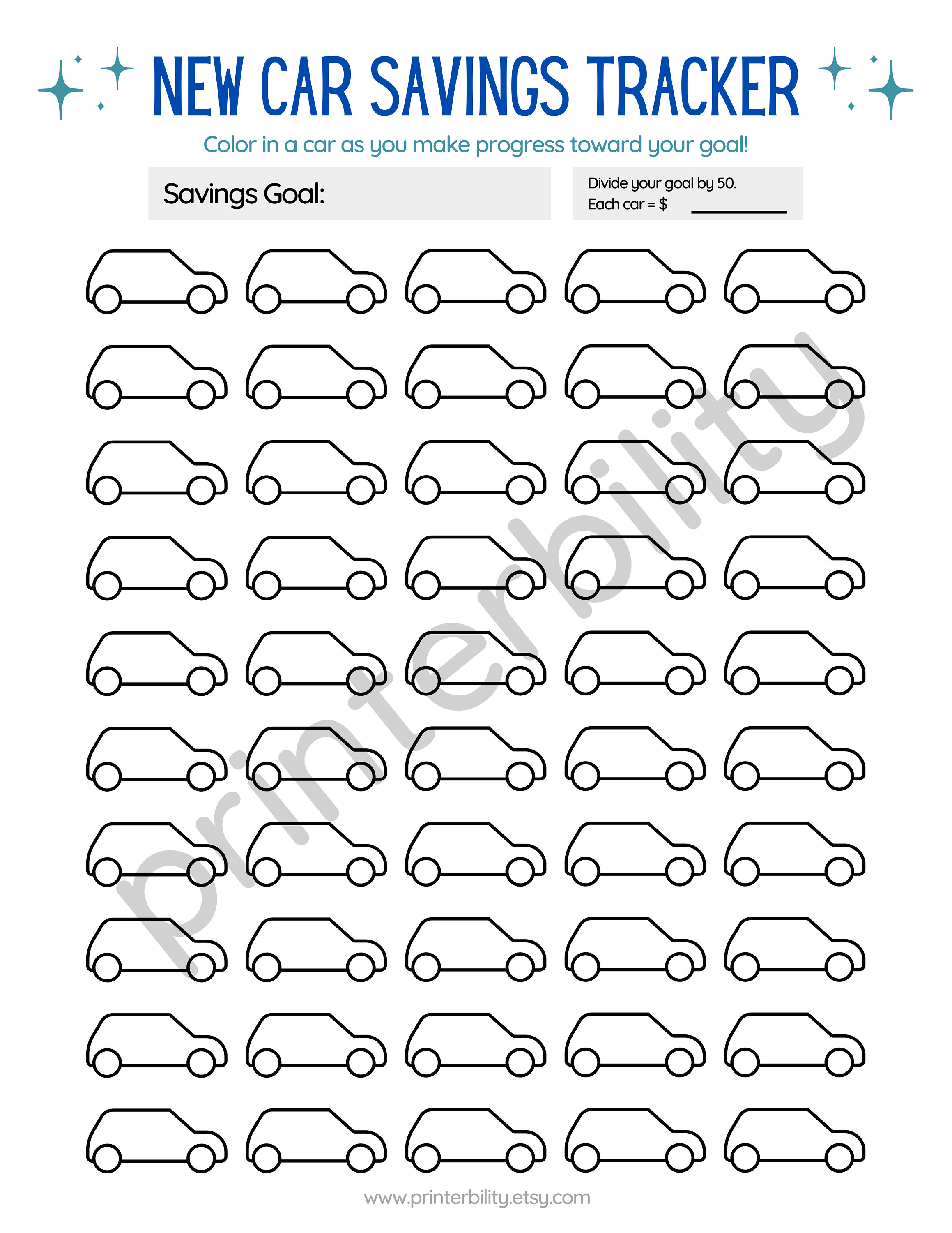 Printable New Car Savings Tracker - Instant Download! - Etsy