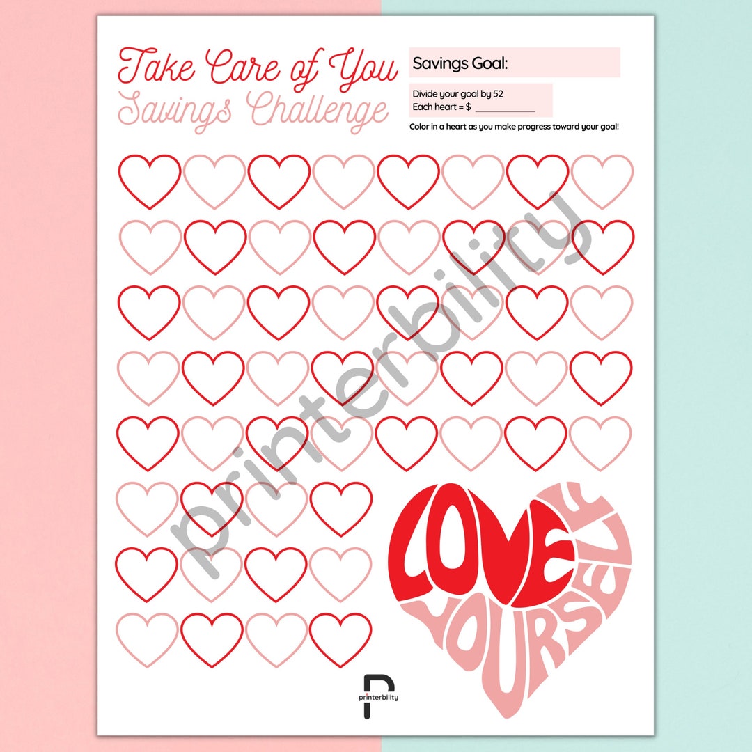 Self Care Savings Challenge - Instant Download! Invest in Yourself! - Etsy