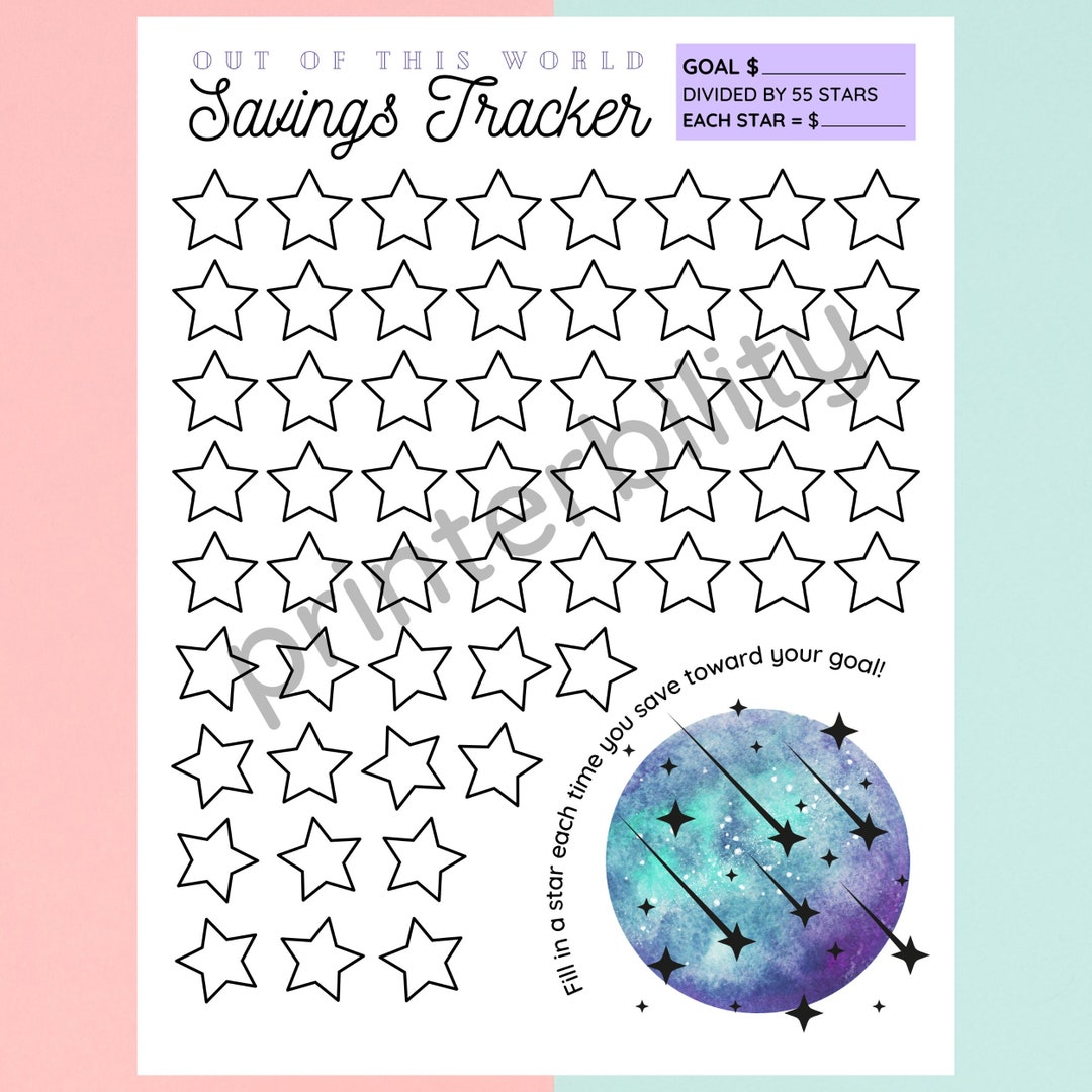 Printable Outer Space Savings Tracker - Save More Money! - Etsy
