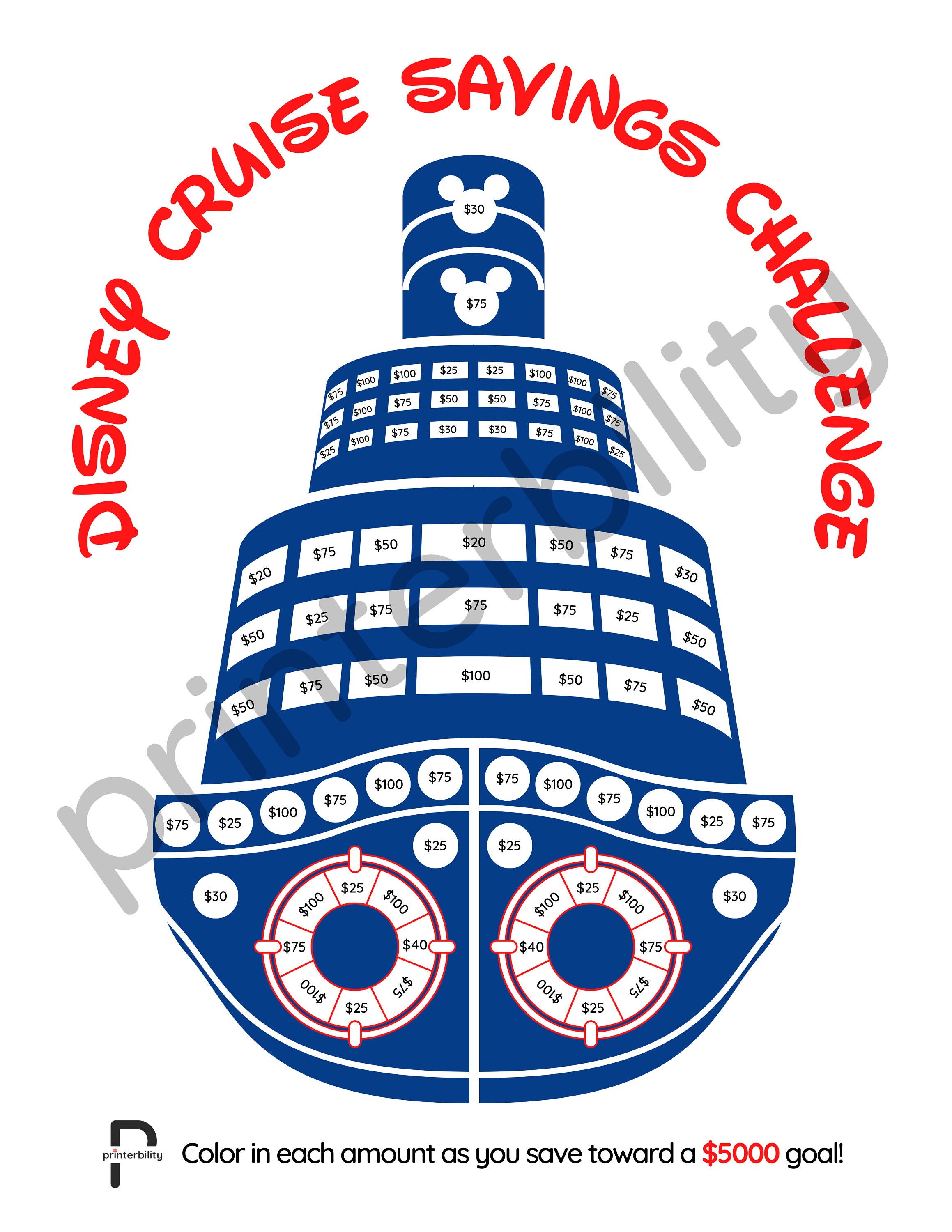 Printable Magical Cruise Savings Challenge - Instant Download! - Etsy