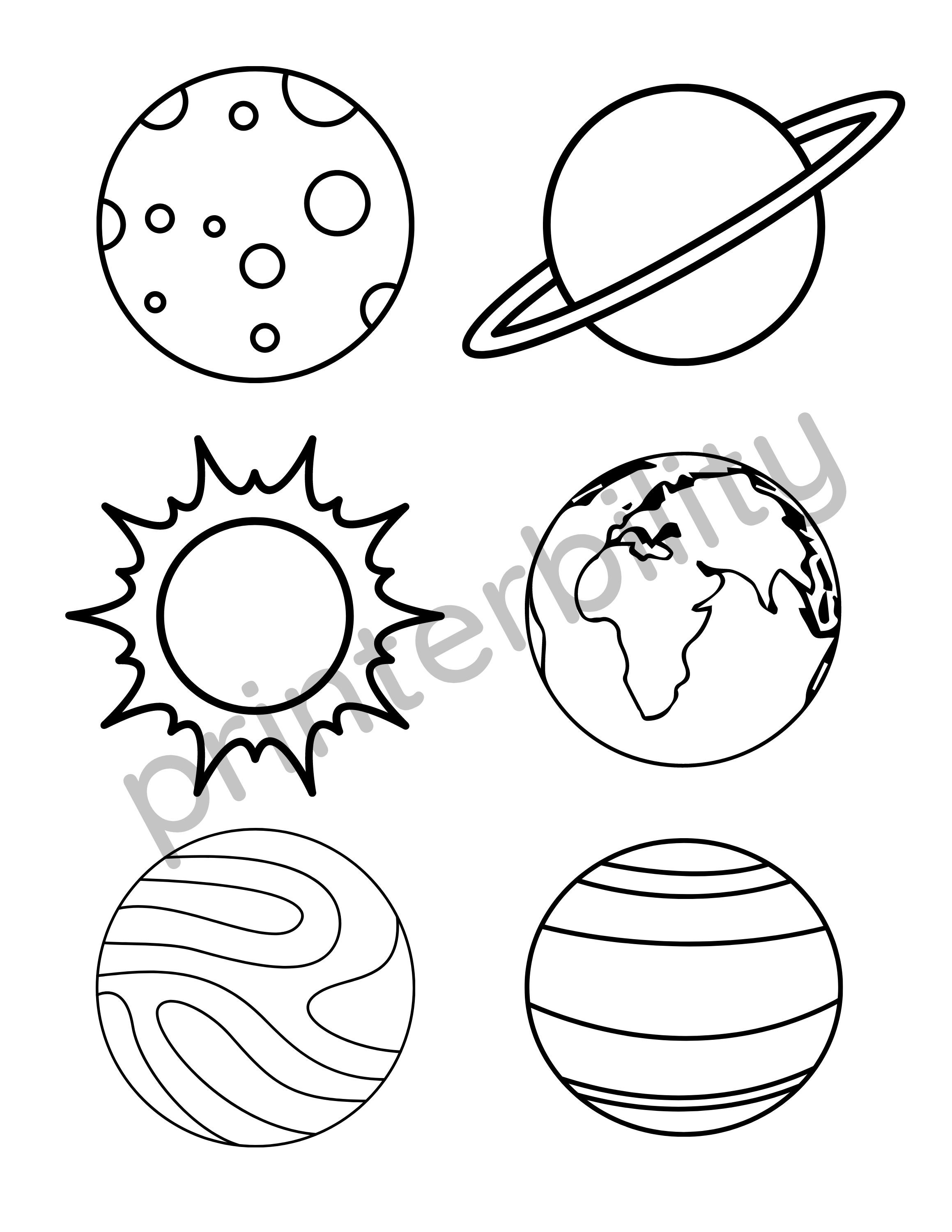 Printable Kids Coloring Pack - Outer Space - Instant Download! Fun for ...