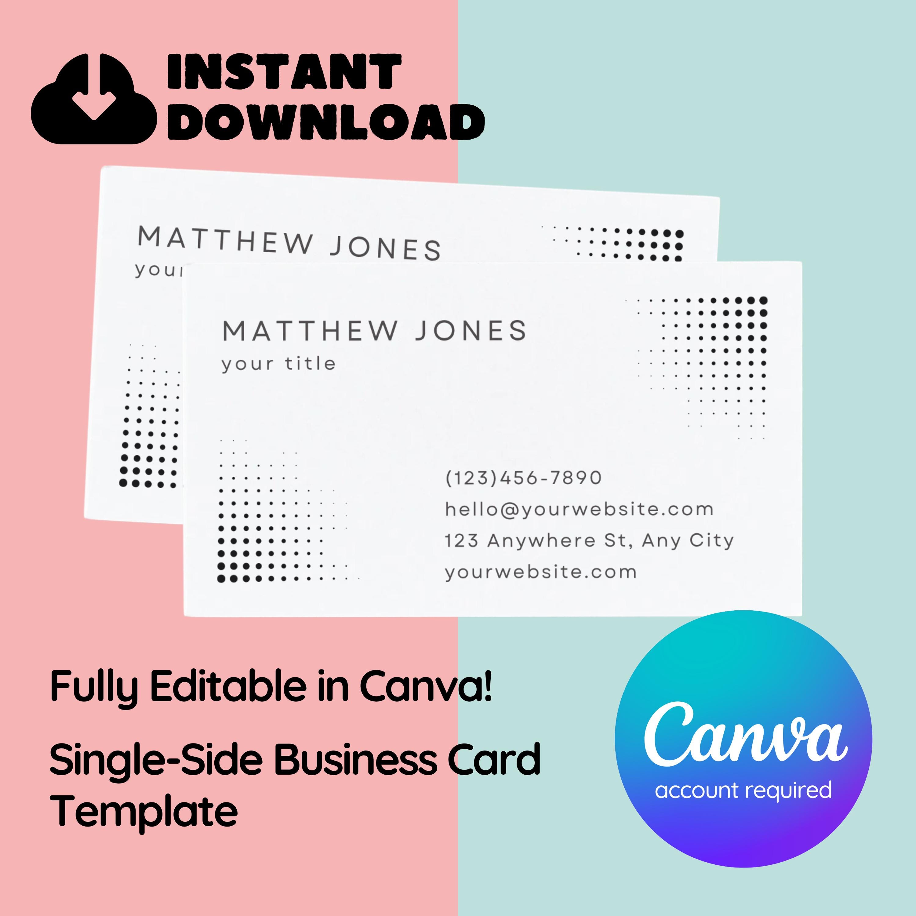 Editable Canva Business Card Template - Simple Dots - (1-sided) - Etsy