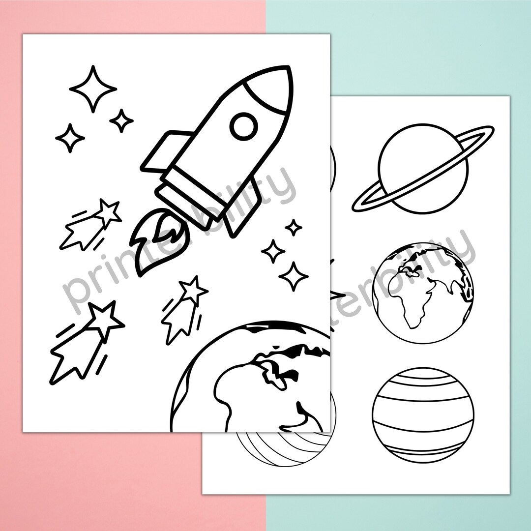 Printable Kids Coloring Pack - Outer Space - Instant Download! Fun for ...