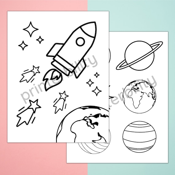 Printable Kids Coloring Pack Outer Space - Etsy
