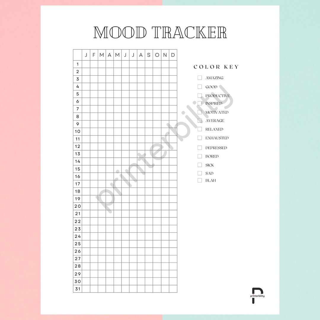 Printable Mood Tracker Self Care Tracker Instant Download - Etsy