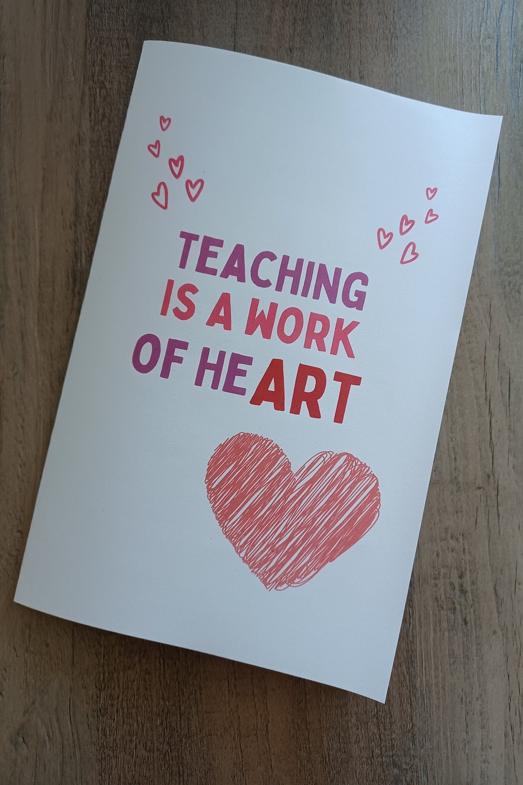 Teaching is A Work of Heart Card - PURPLE - Teacher Appreciation Card ...