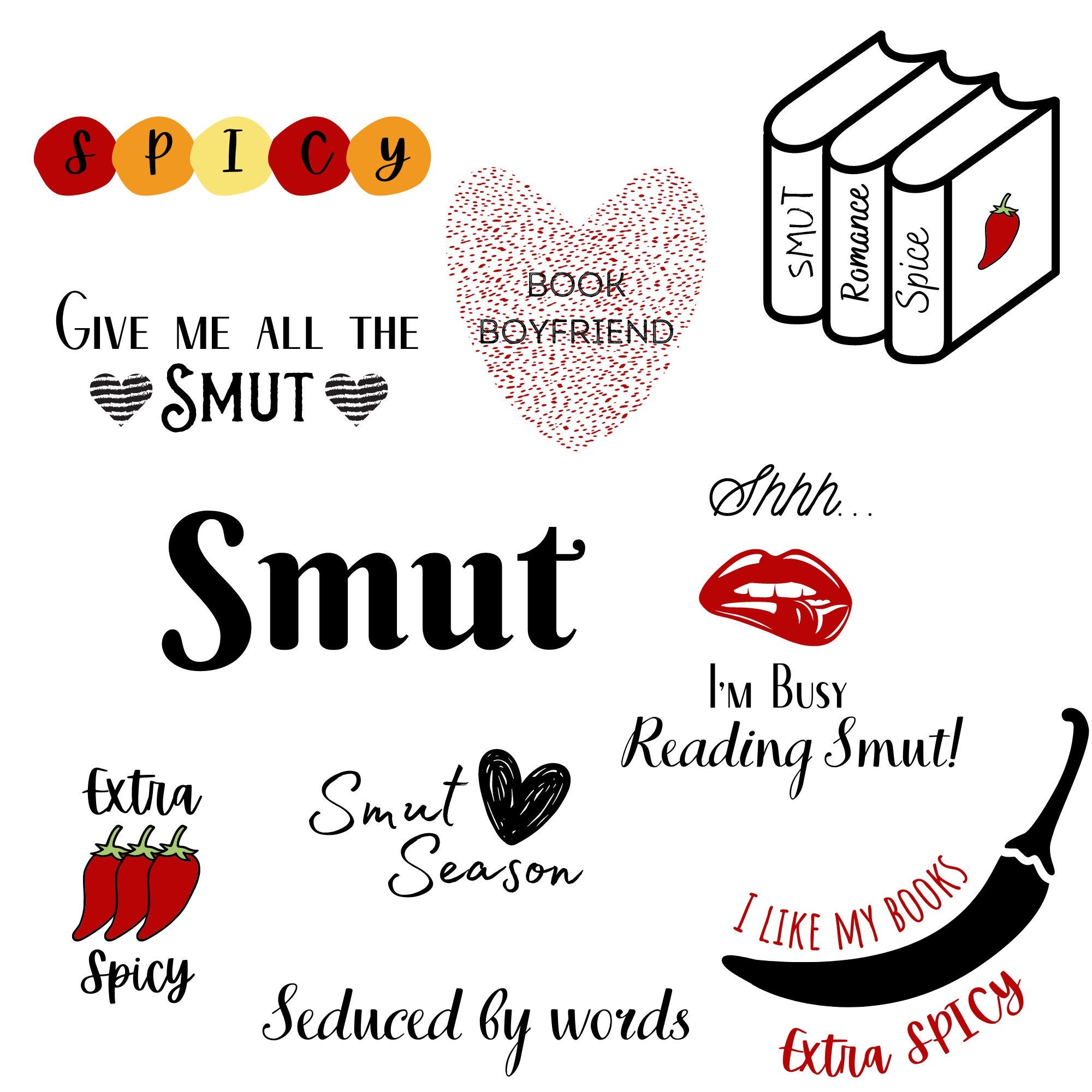 Smut Reader SVG PNG JPG Spicy Book Diy Sticker Spicy - Etsy Australia