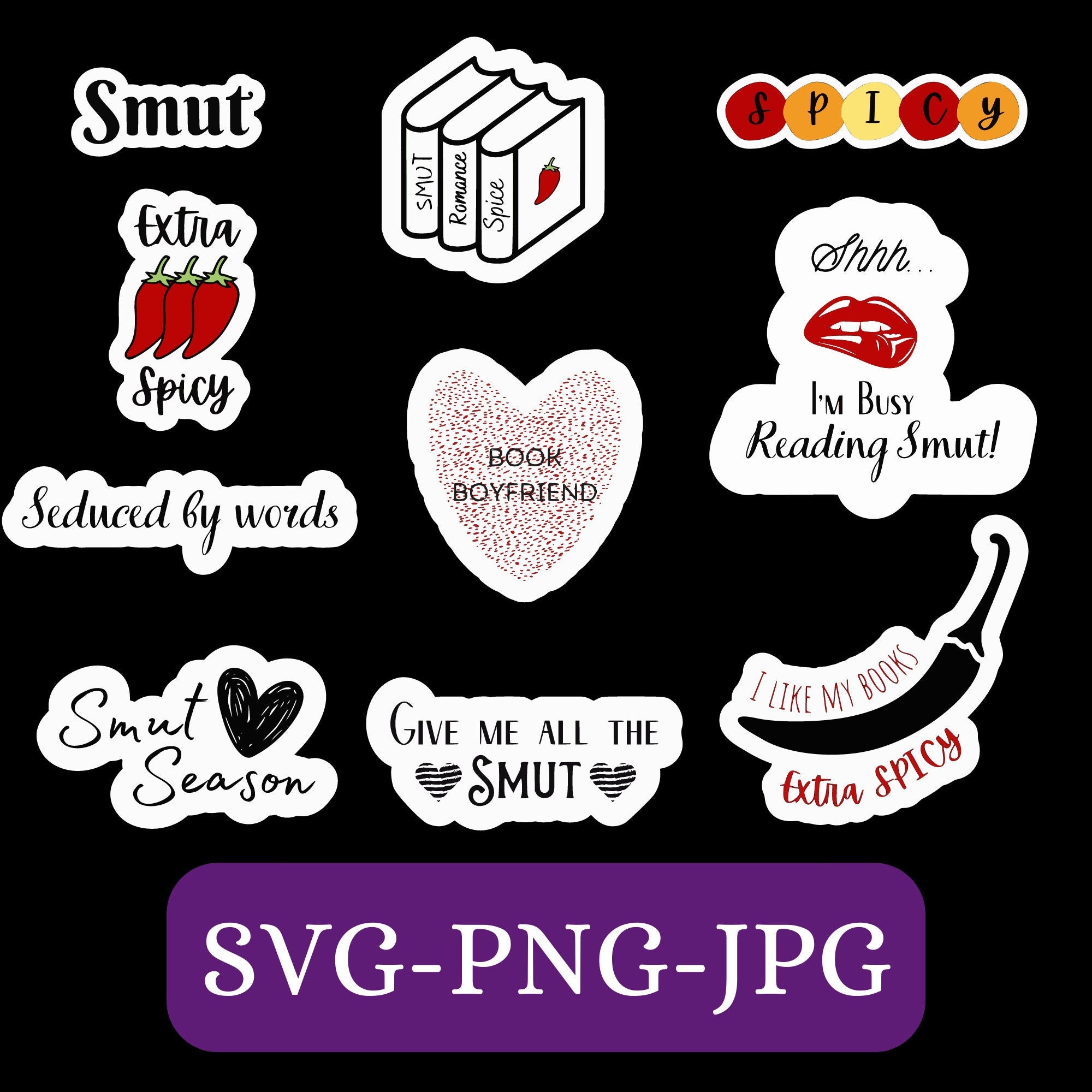 Smutty Stickers SVG PNG JPG Dark Romance Sticker Kindle - Etsy