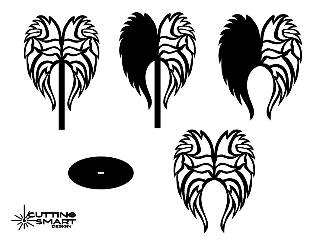 Set Wings Laser Cut DXF/SVG Files. Vector Files With Text and Base for ...