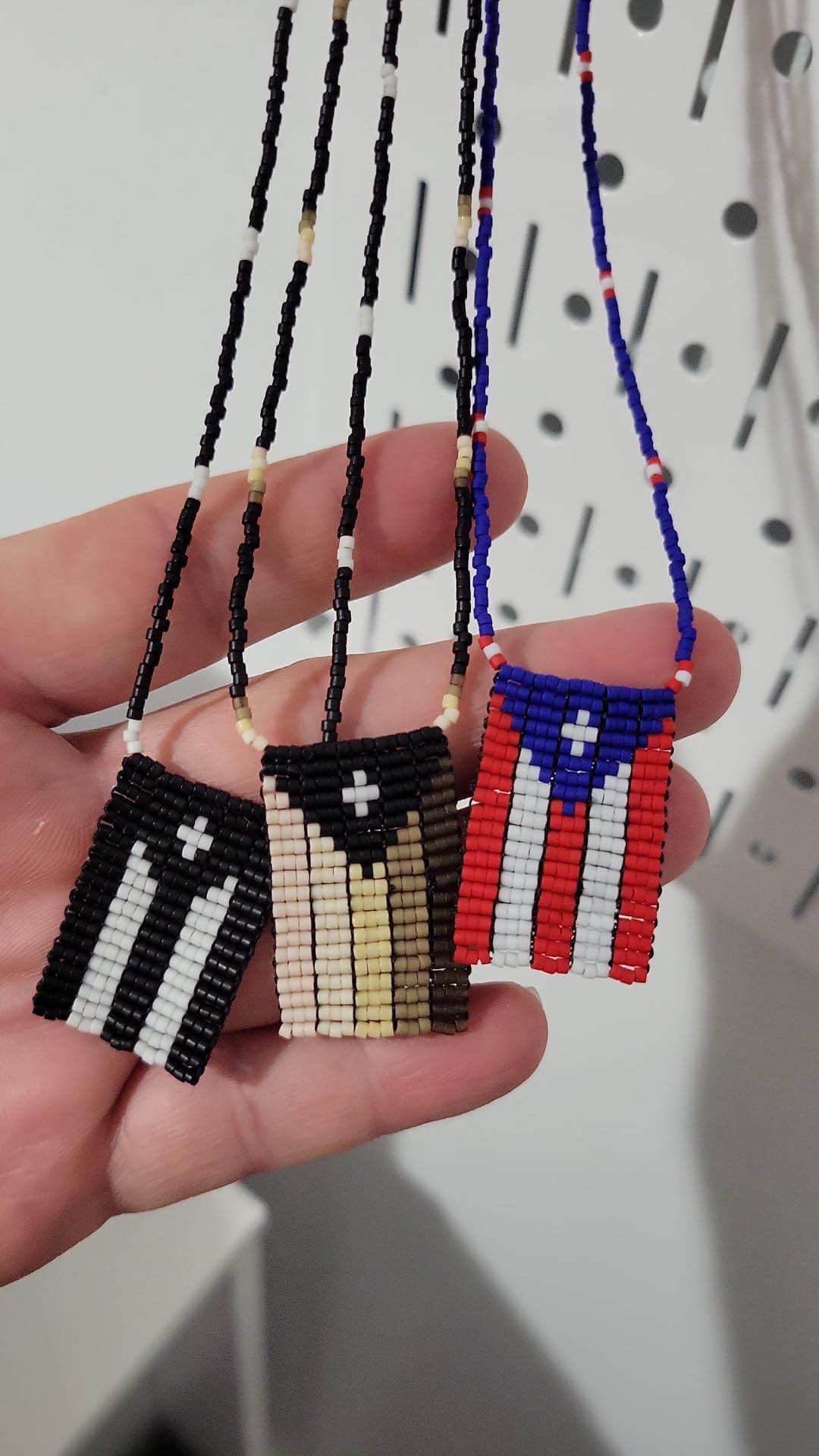 Puerto Rican Flag Necklace, Original Puerto Rican Flag, Seed Bead ...