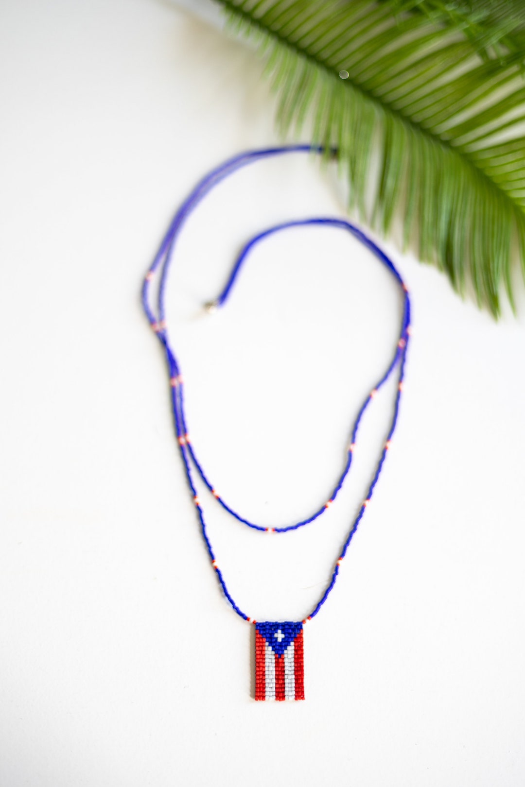 Double Strand Puerto Rican Flag Necklace, Puerto Rican Flag, Seed Bead ...