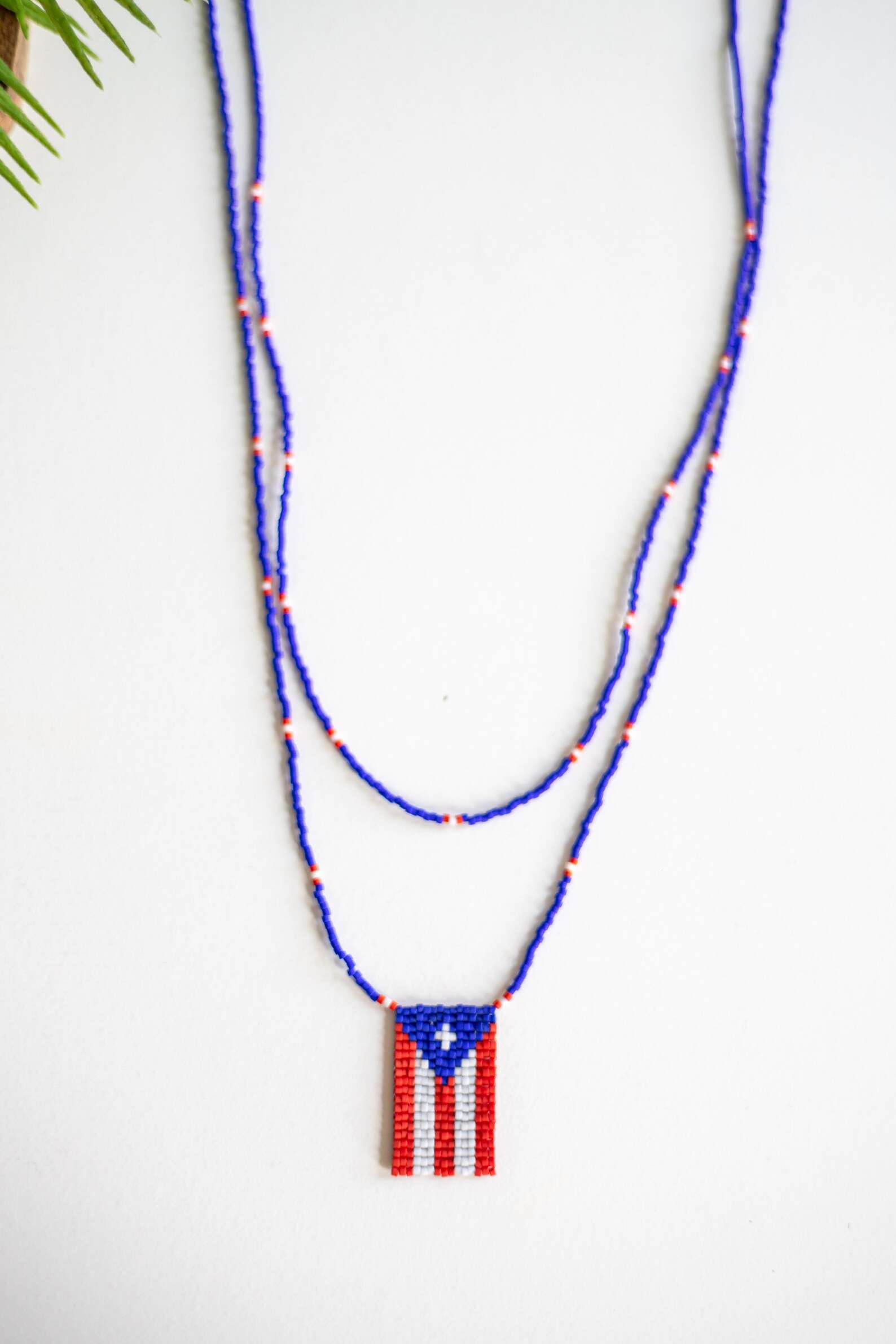 Double Strand Puerto Rican Flag Necklace, Puerto Rican Flag, Seed Bead ...