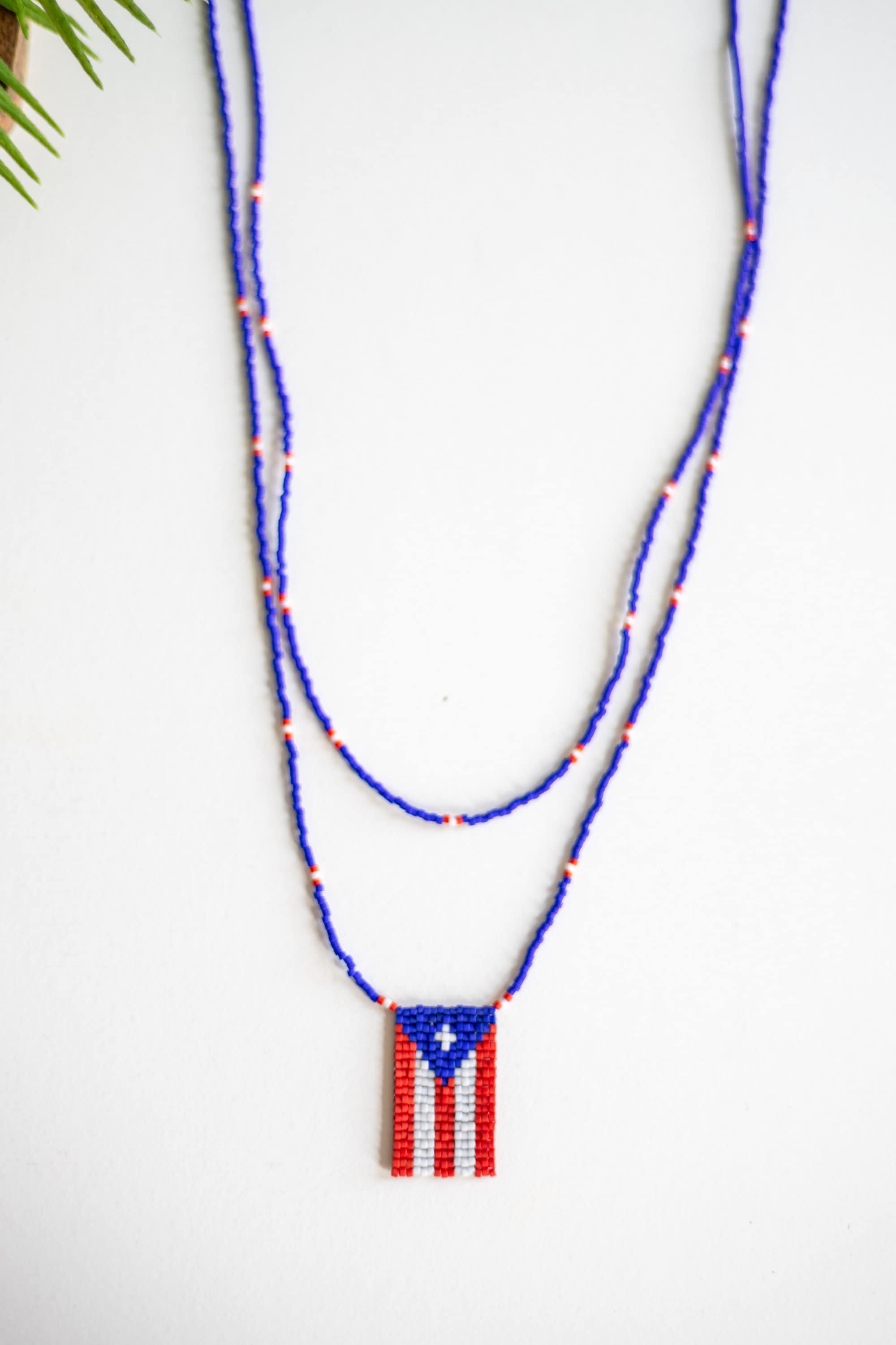 Double Strand Puerto Rican Flag Necklace, Puerto Rican Flag, Seed Bead ...