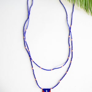 Double Strand Puerto Rican Flag Necklace, Puerto Rican Flag, Seed Bead ...