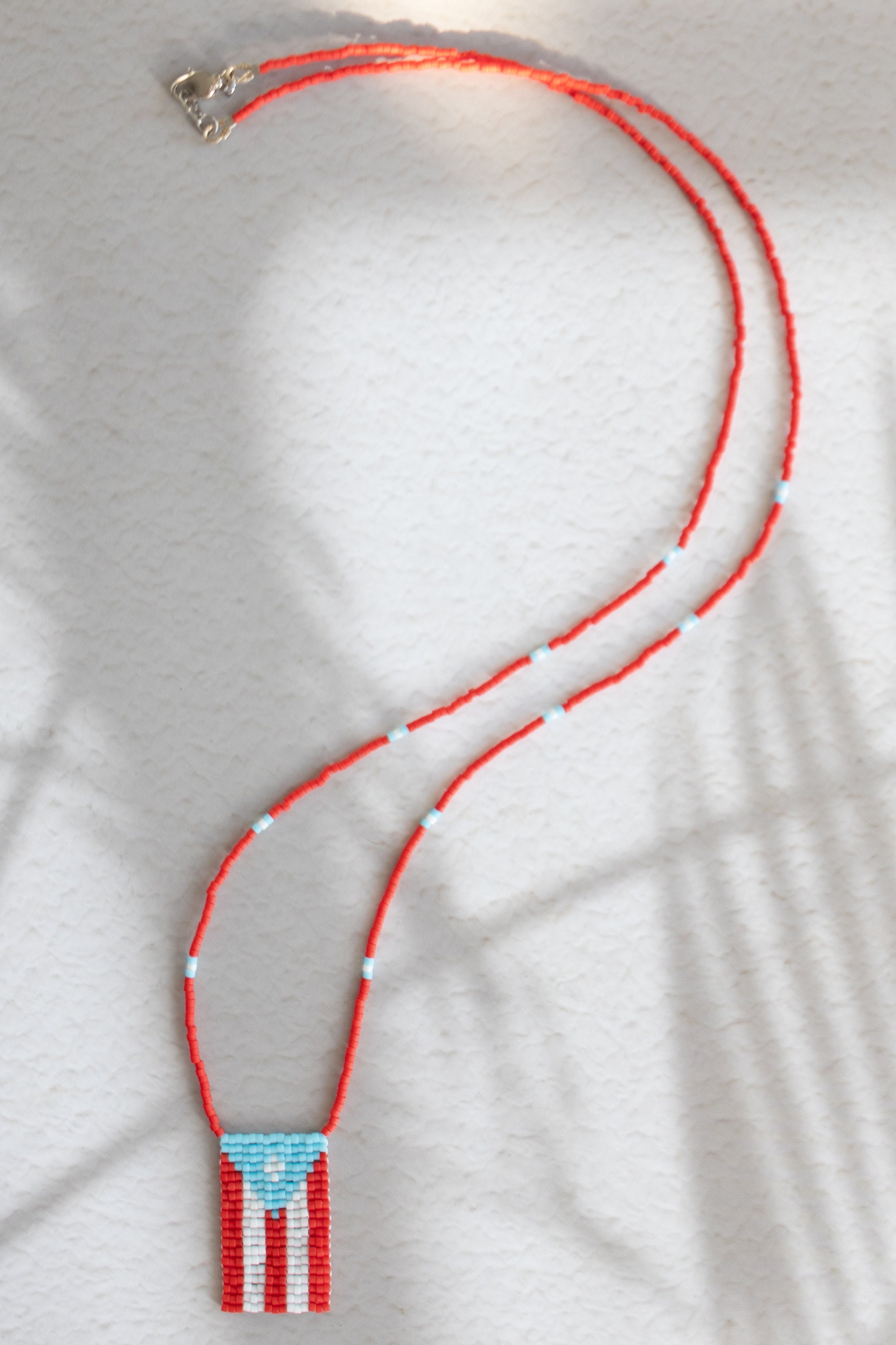 Puerto Rican Flag Necklace, Original Puerto Rican Flag, Seed Bead ...