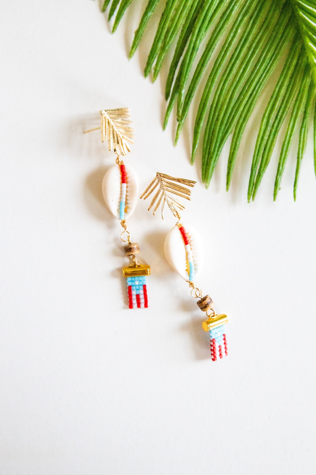 Seashell Puerto Rican Flag Earrings, Puerto Rican Flag, Seed Bead ...