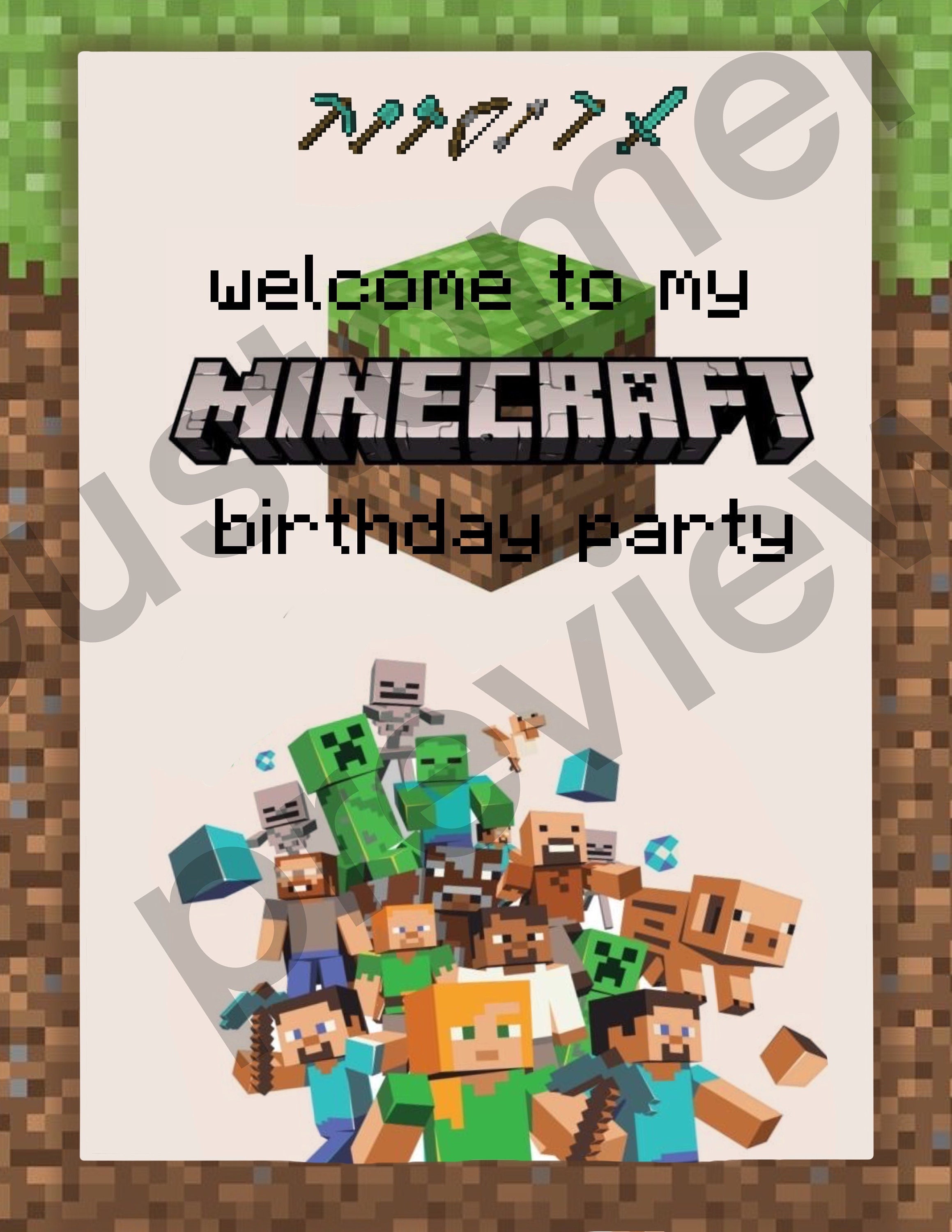 Minecraft Birthday Party Party Bundle Download - Etsy
