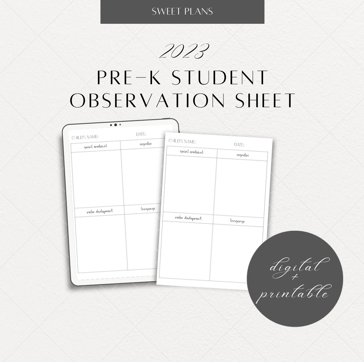 Pre-k Observation Notes Sheet Digital Printable - Etsy