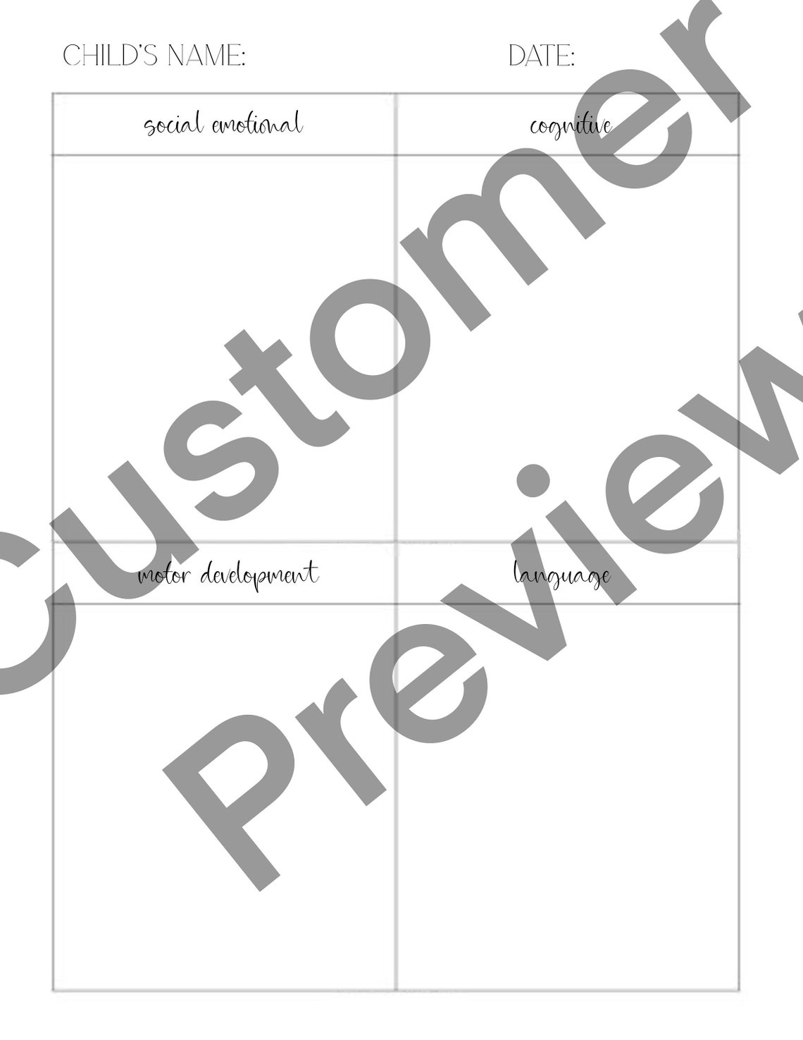 Pre-k Observation Notes Sheet Digital Printable - Etsy