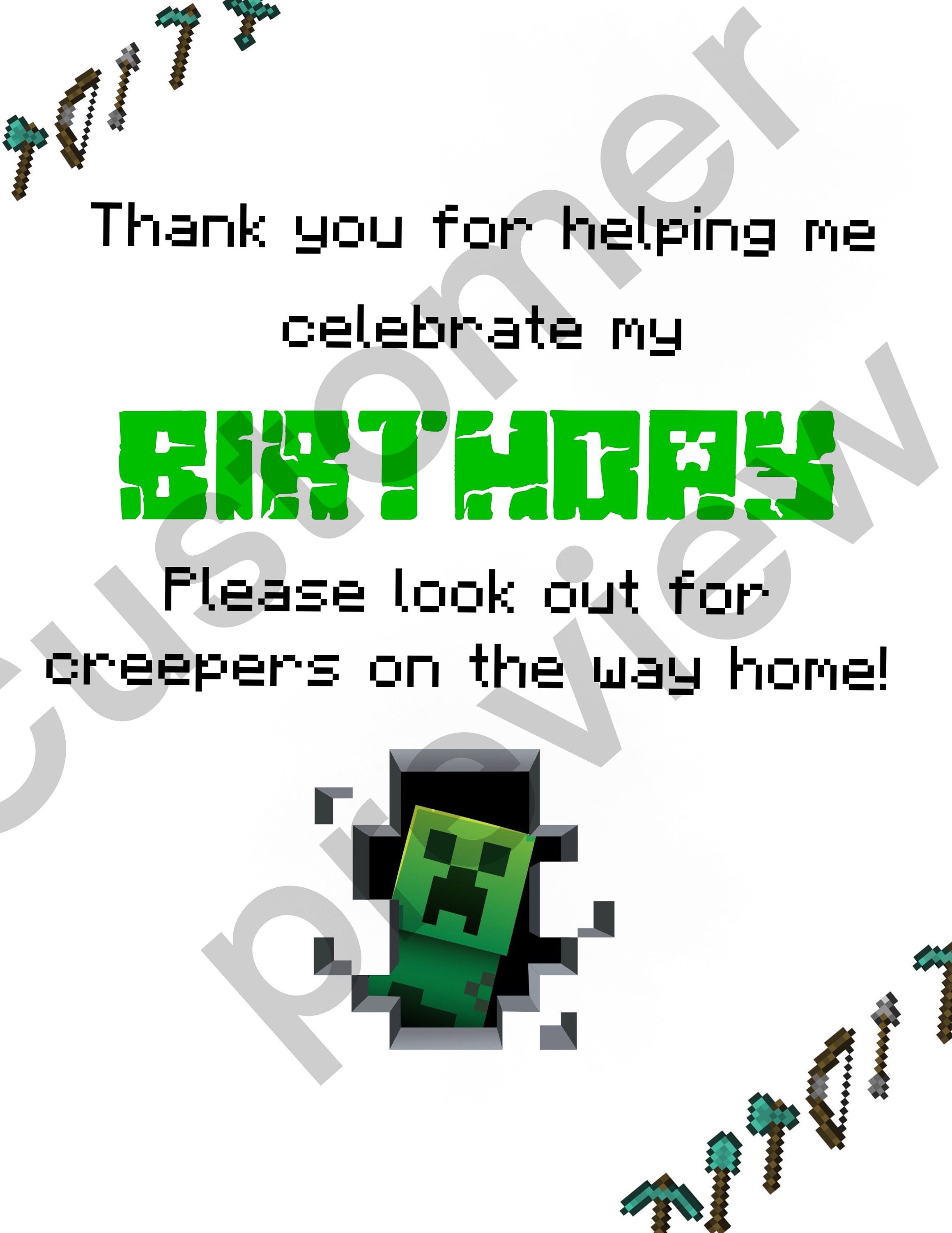 Minecraft Birthday Party Party Bundle Download - Etsy