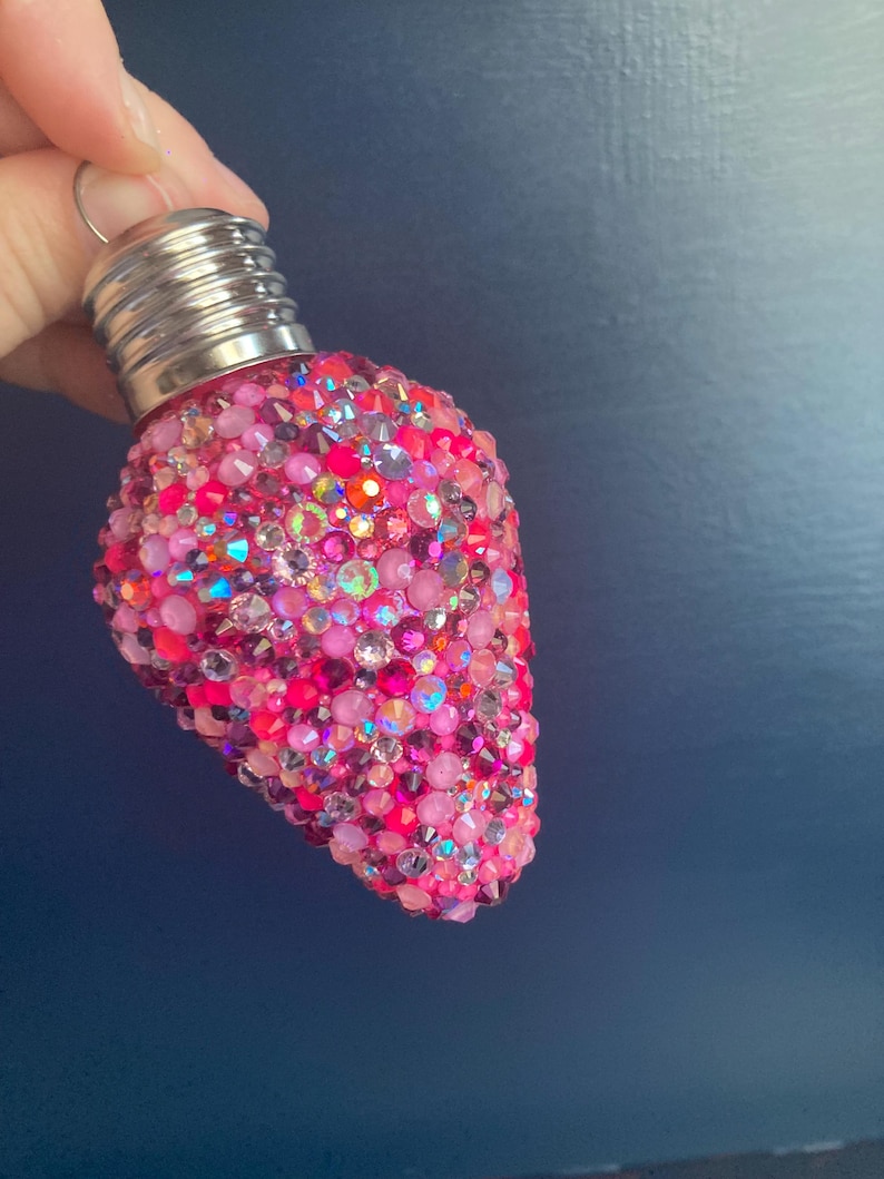 Bright Pink Scatter Rhinestone Mix Bulb Ornament - Etsy