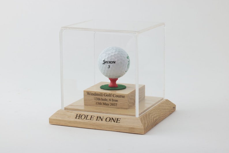 Elegant Oak Hole-in-one Golf Ball Display - Custom Engraved Keepsake - Etsy