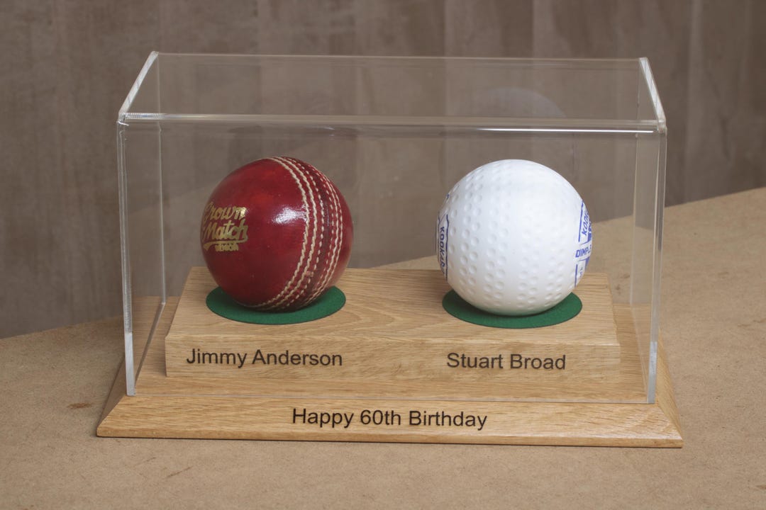 Double Cricket Ball Display Case With Custom Engraving - Etsy