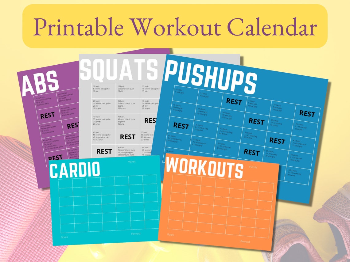 Printable Workout Calendar Track Your Fitness With a Printable and ...