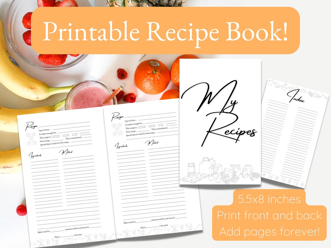 Printable Recipe Book | Fill in Your Favorite Recipes | Recipe DIY ...